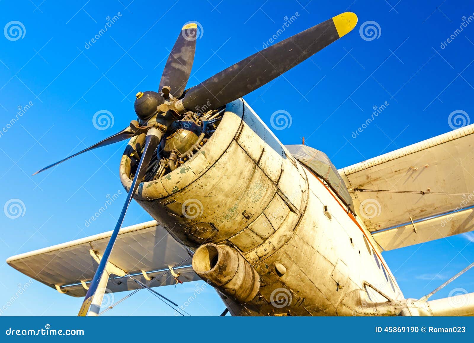 Biplane standing at sunset stock photo. Image of background - 45869190