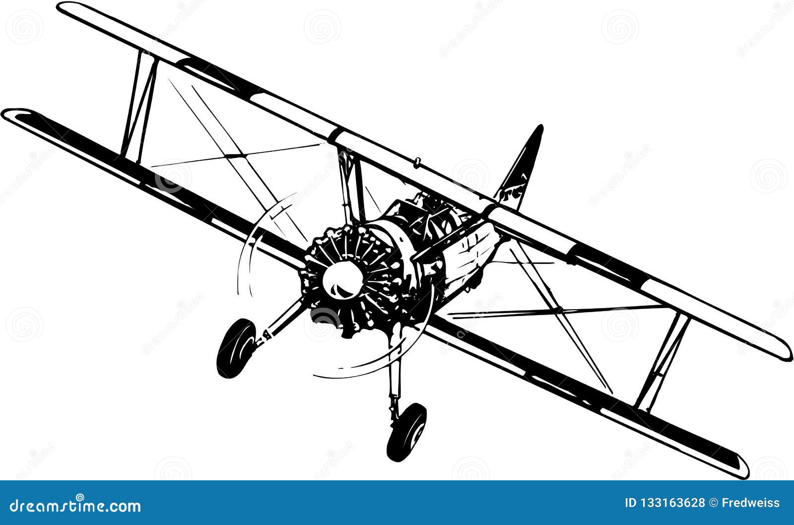 Biplane Vector Illustration Stock Vector - Illustration of propeller ...