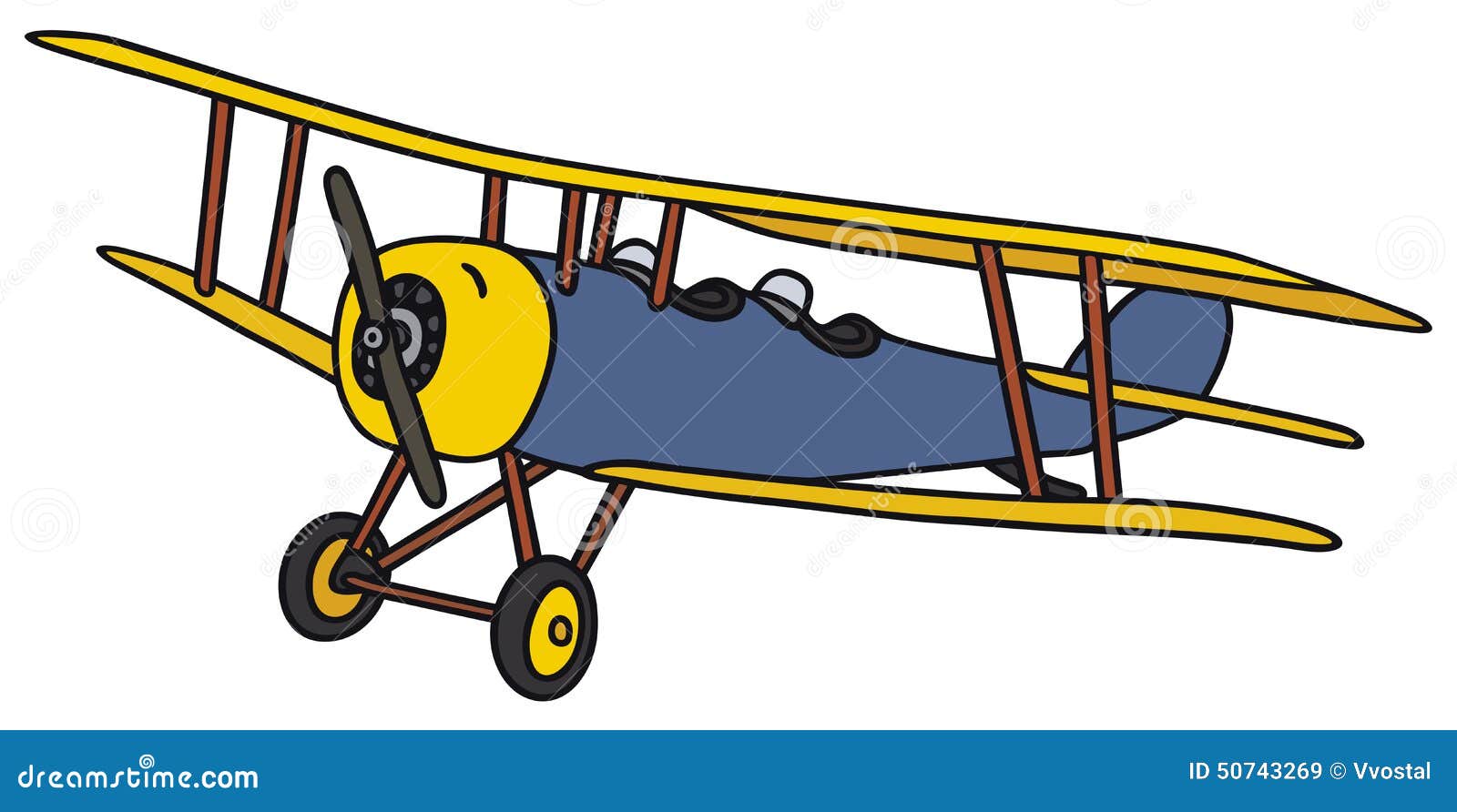 Biplano do vintage ilustração do vetor. Ilustração de hélice - 50743269