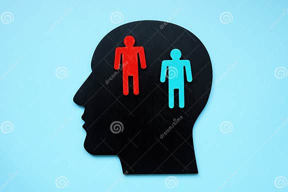 Bipolar Disorder Concept. Head Shape and Two Figures. Stock Image ...