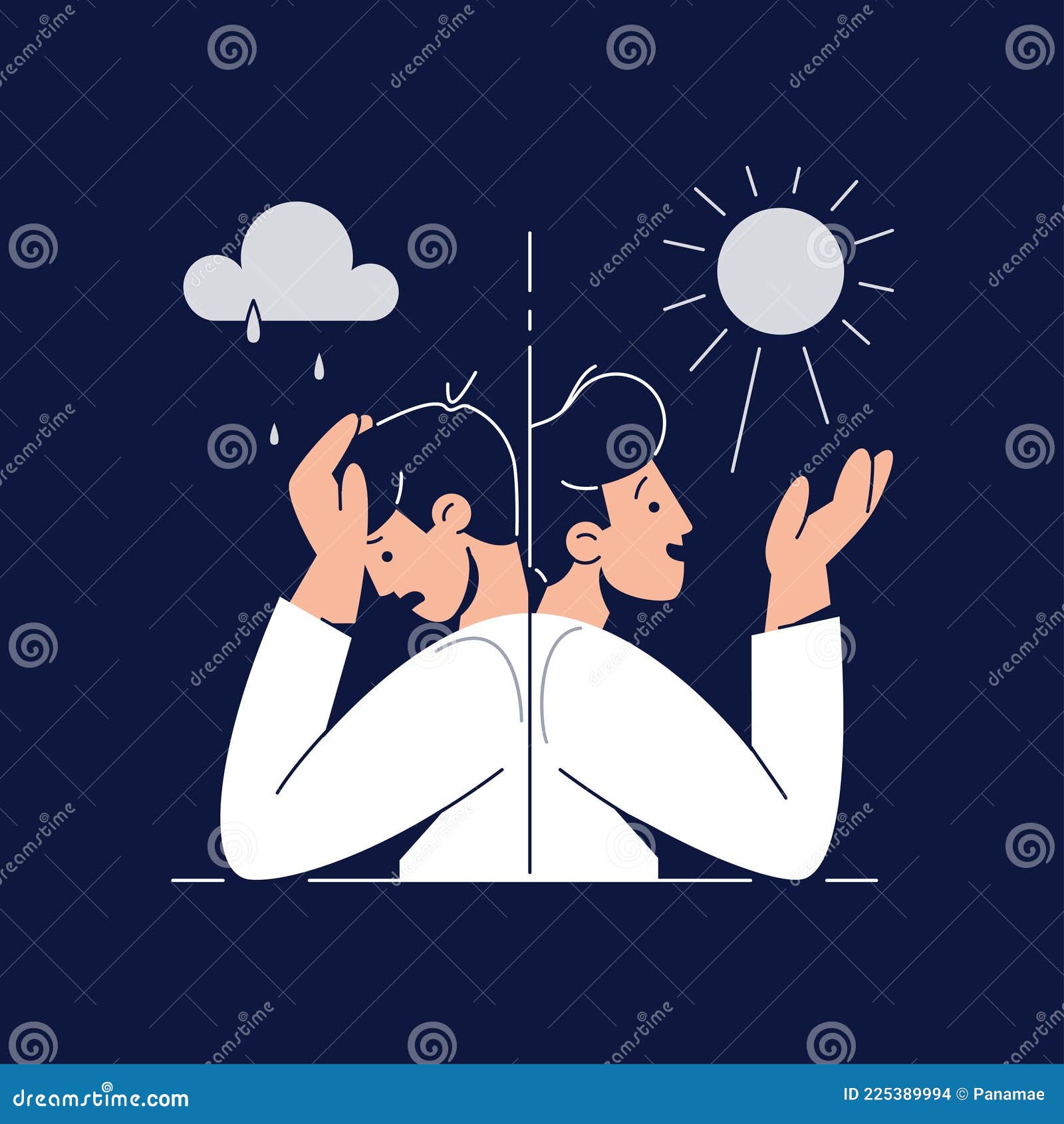 Bipolar Disorder Concept. Man Suffers from Mood Swings, Showing Mania ... Bipolar Disorder Concept. Man Suffers from Mood Swings, Showing Mania ...