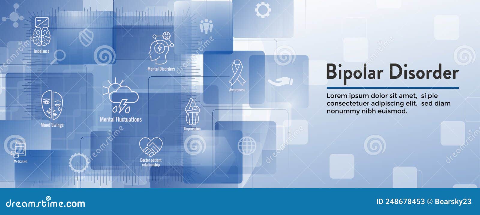 Bipolar Disorder or Depression BP Icon Set & Web Header Banner Stock ...