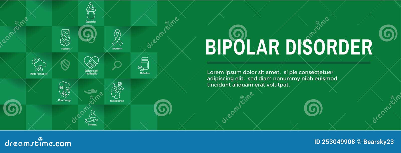 Bipolar Disorder or Depression BP Icon Set & Web Header Banner Stock ...
