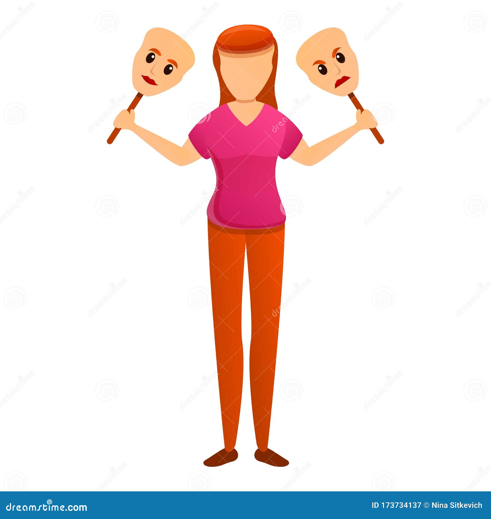 Bipolar Disorder Mask Icon, Cartoon Style Stock Vector - Illustration ...