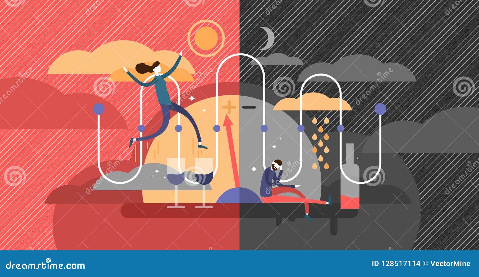 Bipolar Disorder Psychological State Diagnosis Concept, Flat Vector ... Bipolar Disorder Psychological State Diagnosis Concept, Flat Vector ...