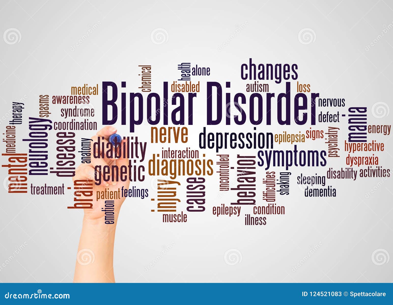 Bipolar Disorder Word Cloud and Hand with Marker Concept Stock ...