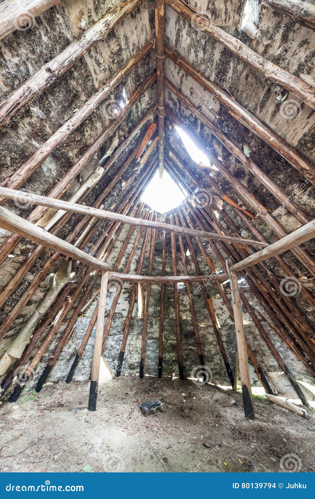 Birch bark hut stock photo. Image of house, interior - 80139794