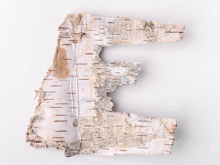 Birch bark letter e stock photo. Image of ecology, piece - 90736740