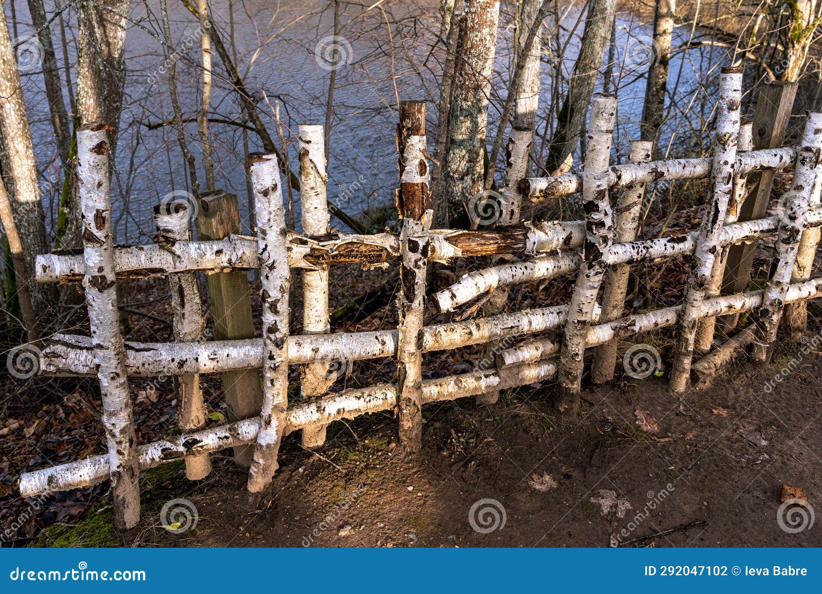 Birch Branch Fence. a Slope Behind the Fence Stock Photo - Image of ...