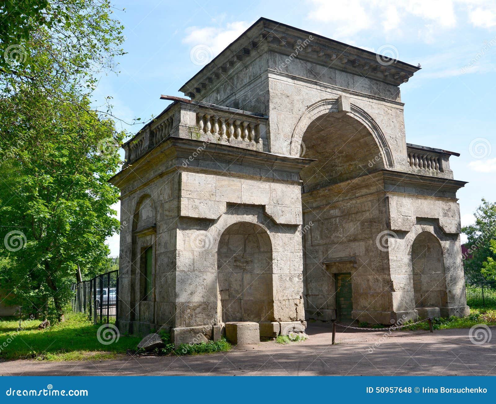 Birch Gate in Palace Park of Gatchina Stock Photo - Image of rail ...