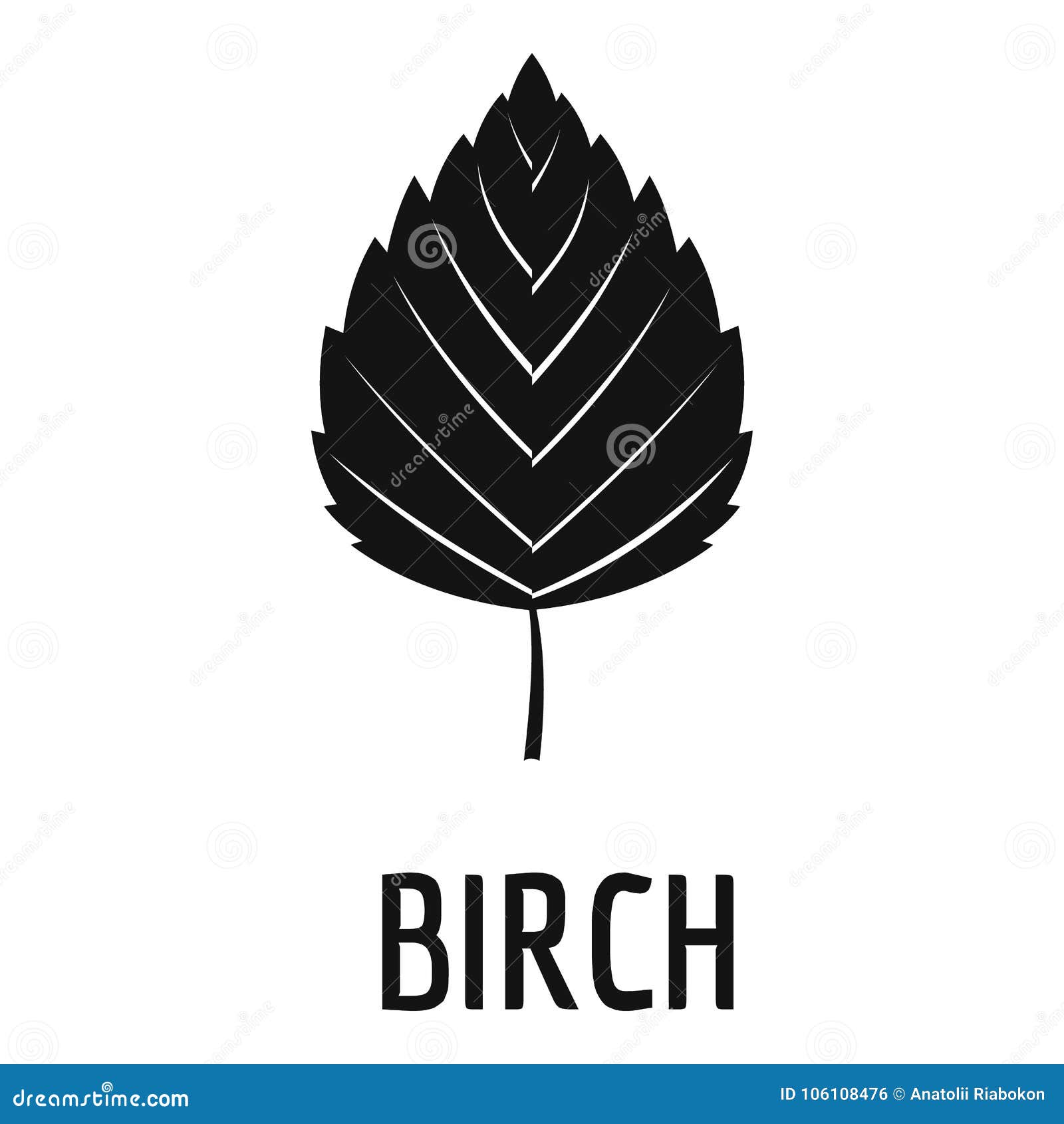 Birch Leaf Icon, Simple Black Style Stock Vector - Illustration of ...