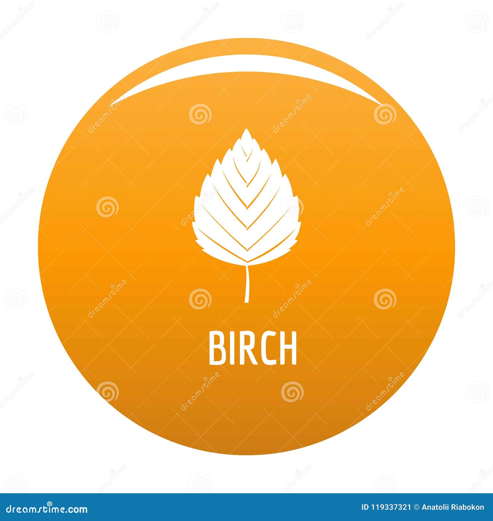 Birch Leaf Icon Vector Orange Stock Vector - Illustration of ...