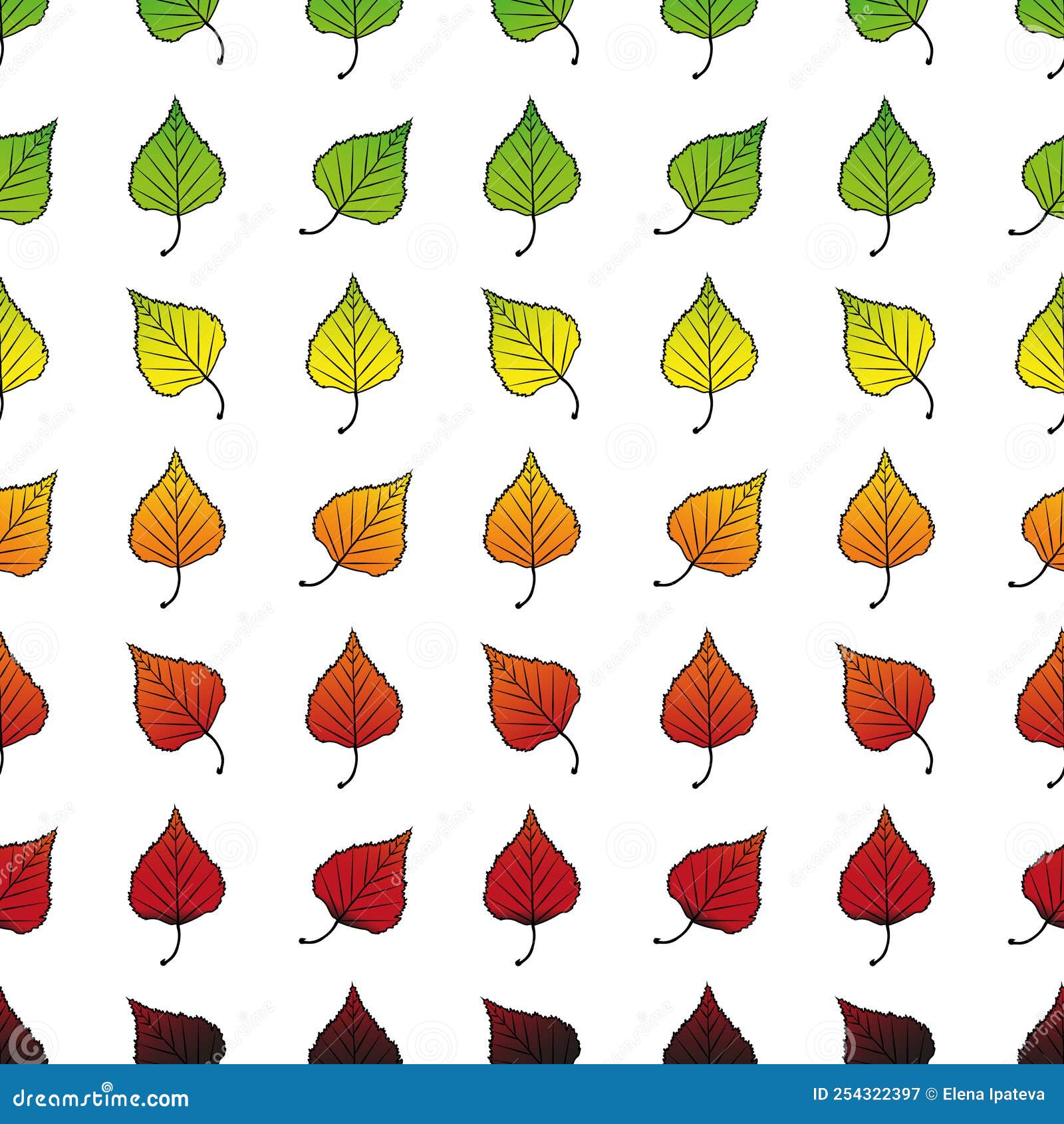 Birch Leaf Pattern Vector Green To Black Colour Stock Vector ...