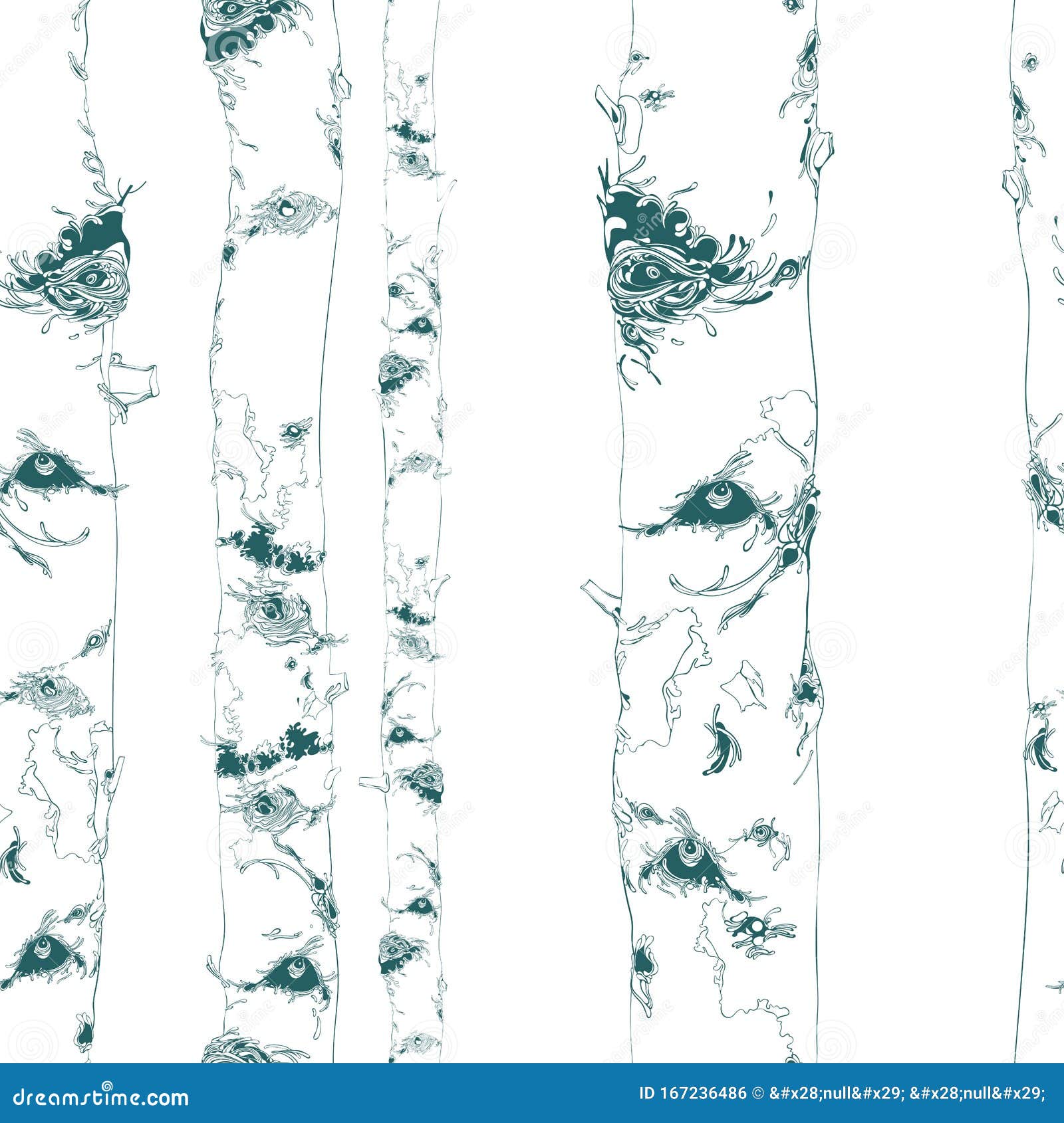 Birch Grove. Seamless Vector Pattern with Birch Trees on a White ...