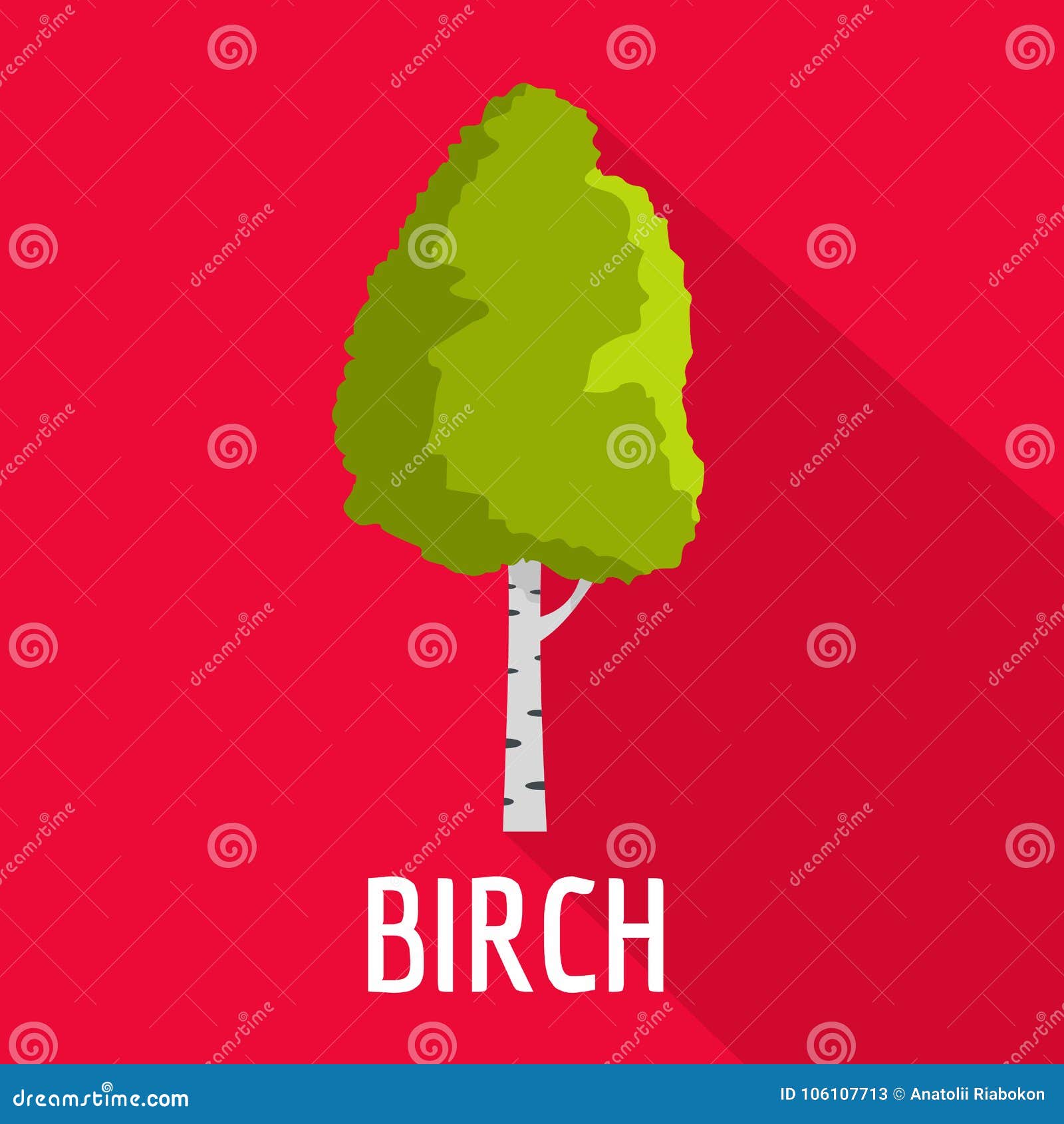 Birch Tree Icon, Flat Style Stock Vector - Illustration of design ...