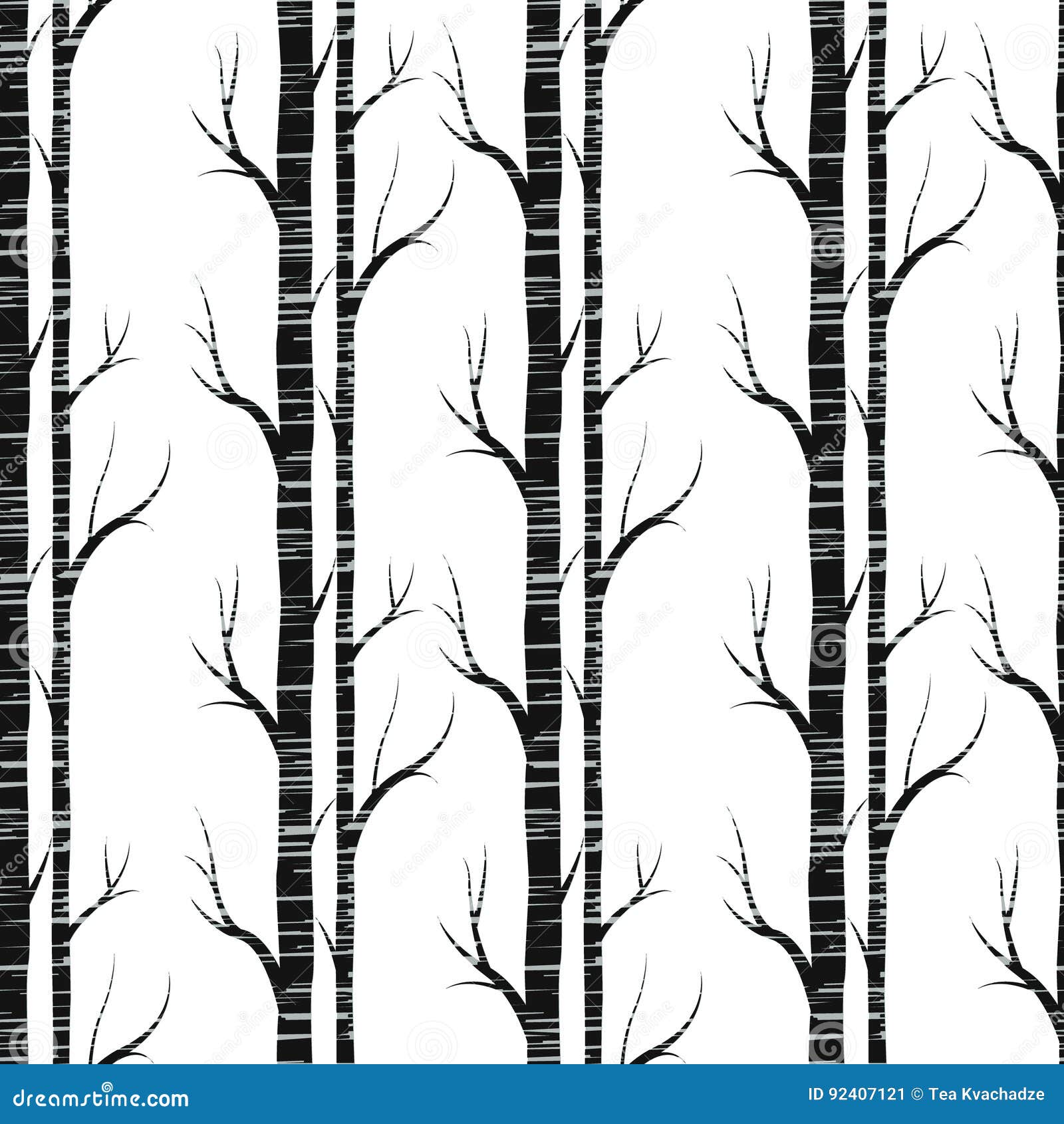 Birch Tree.seamless Pattern. Stock Illustration - Illustration of ...