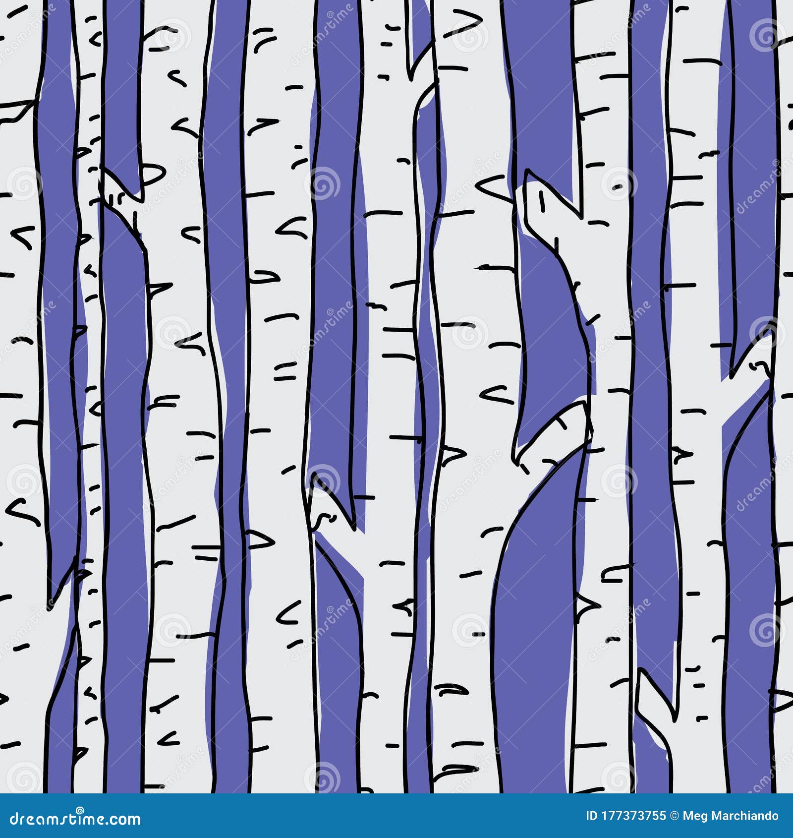 Birch Trees Seamless Pattern on Blue Background. Seamless Vector Stock ...