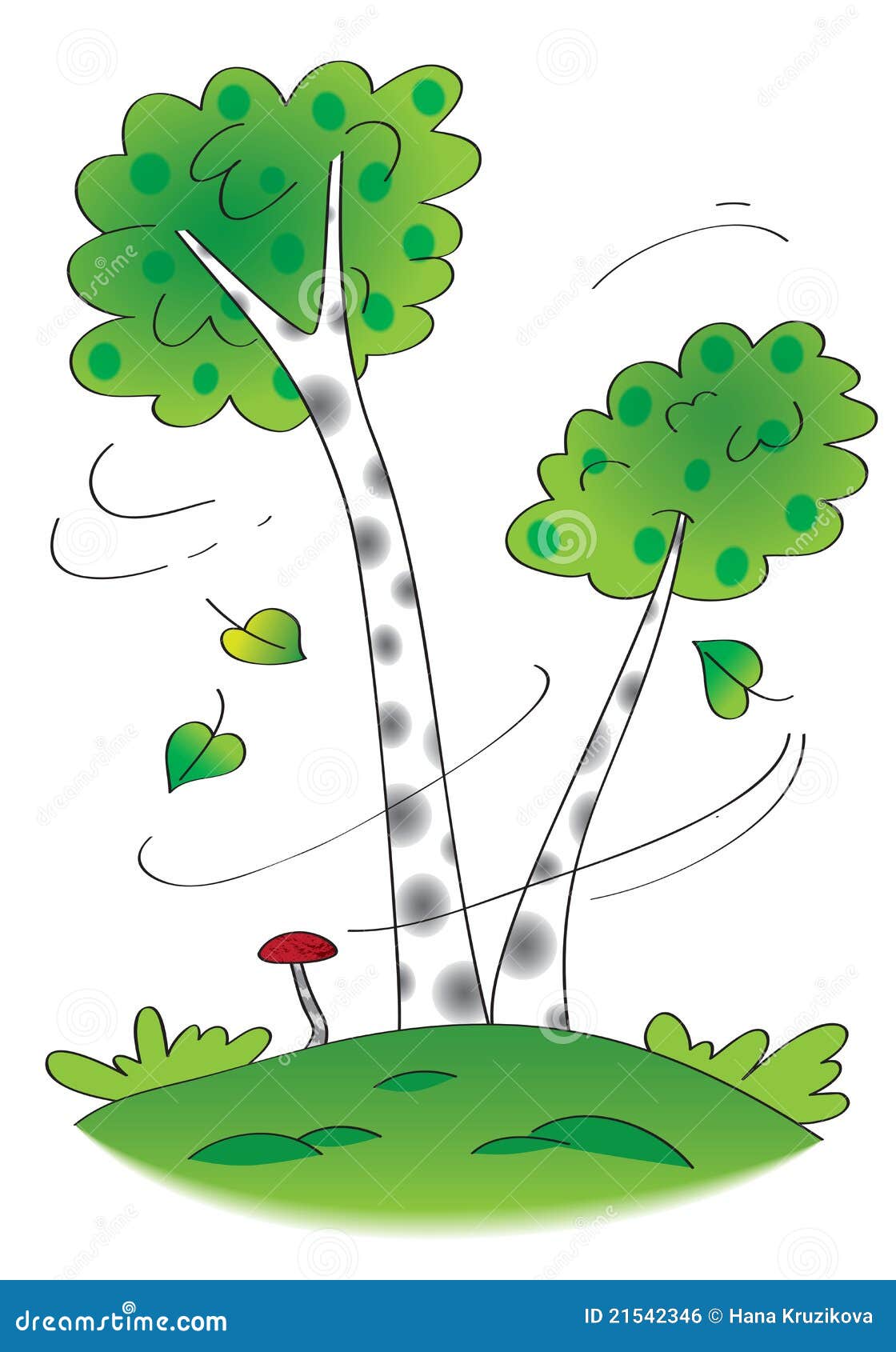 Birch trees in the wind stock vector. Illustration of nature - 21542346