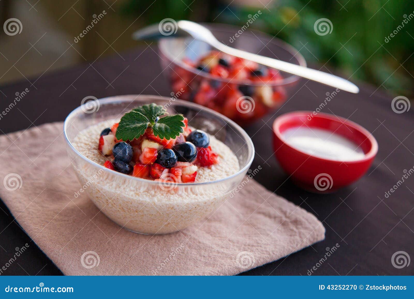 Bircher Muesli with Fruit Salsa Stock Photo - Image of milk, fruit ...