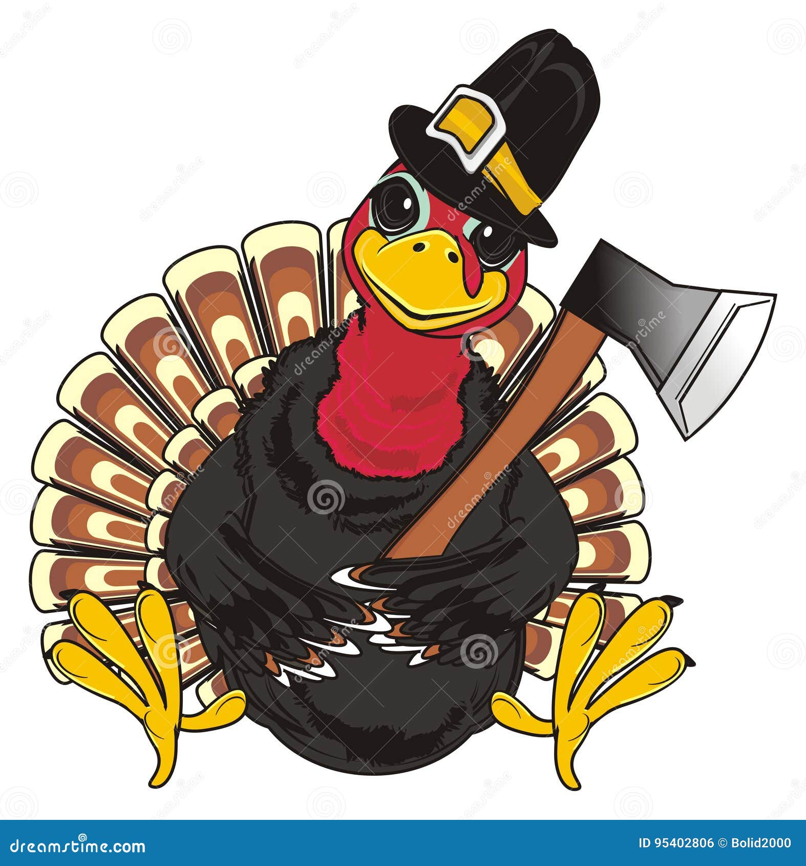 Bird with ax stock illustration. Illustration of wings - 95402806