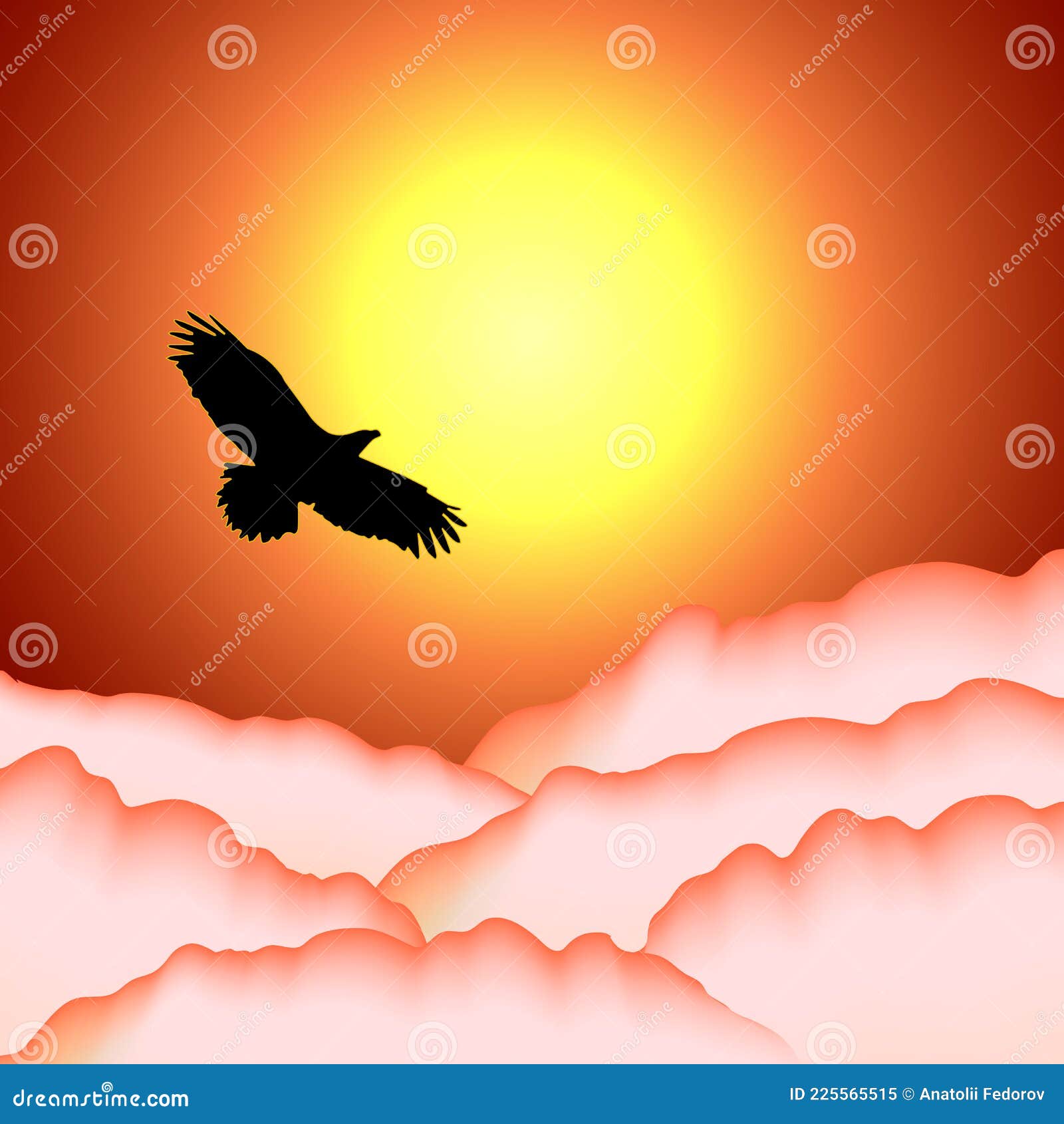 Bird on the Background of the Sun. Stock Vector - Illustration of ...