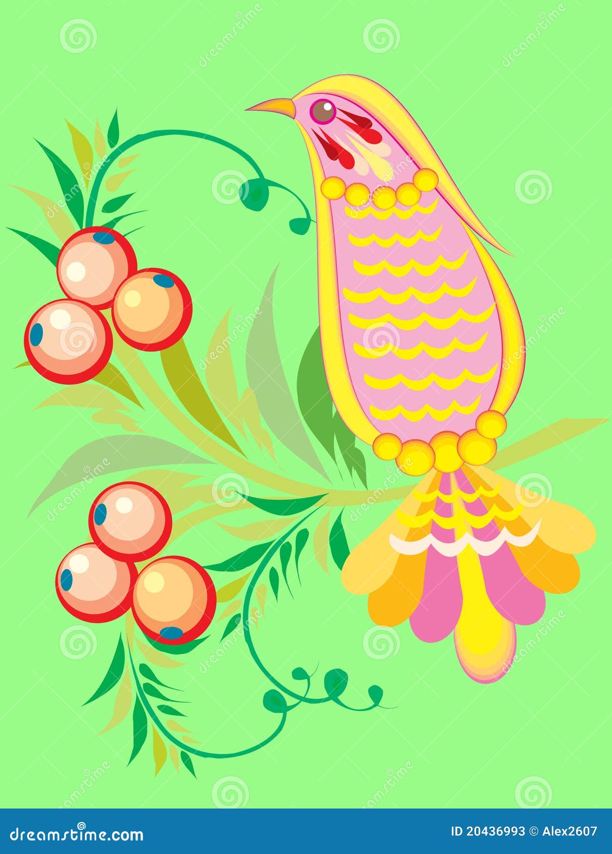 Bird and berries stock vector. Illustration of leaves - 20436993