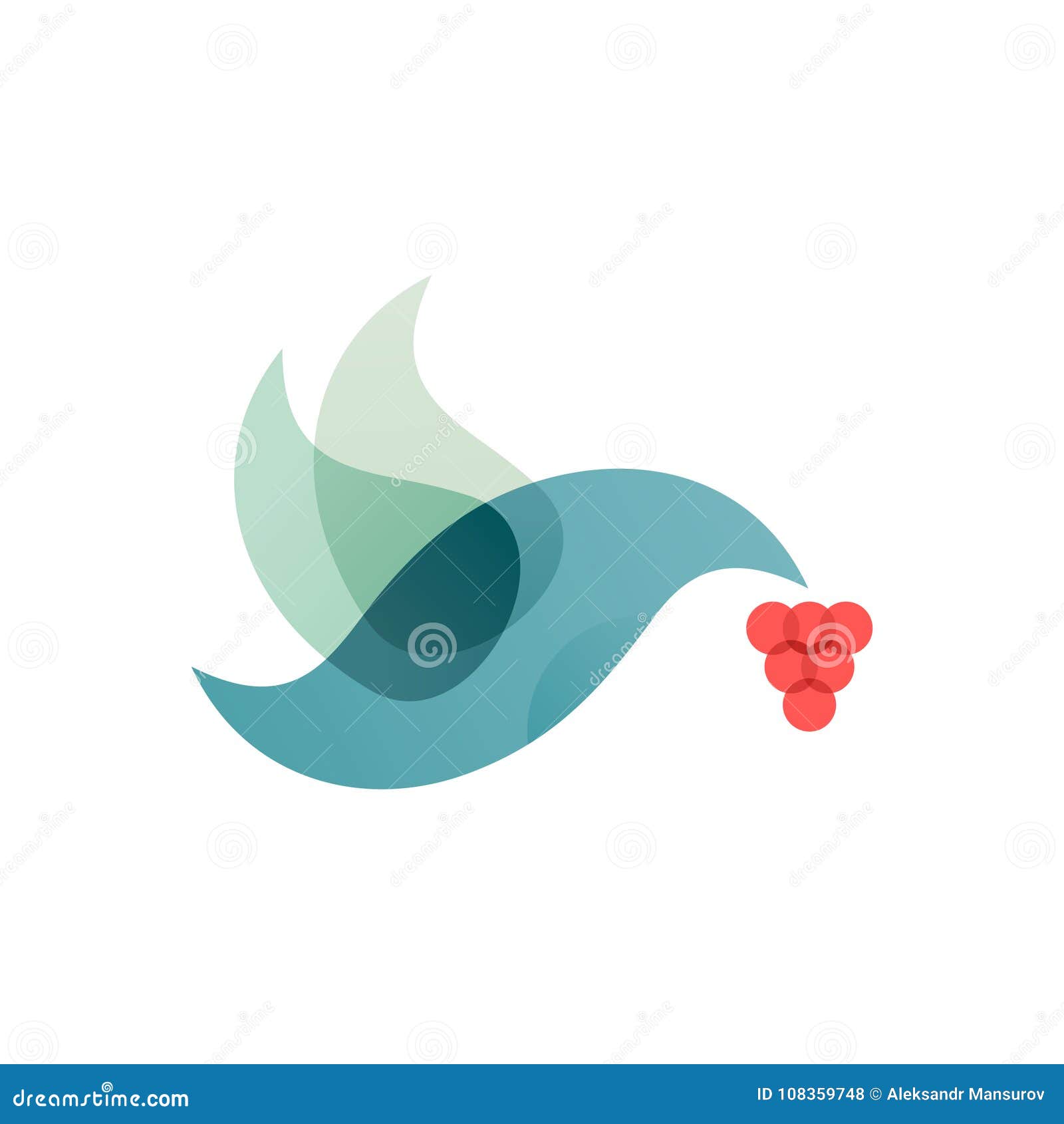 Bird with berry stock vector. Illustration of design - 108359748