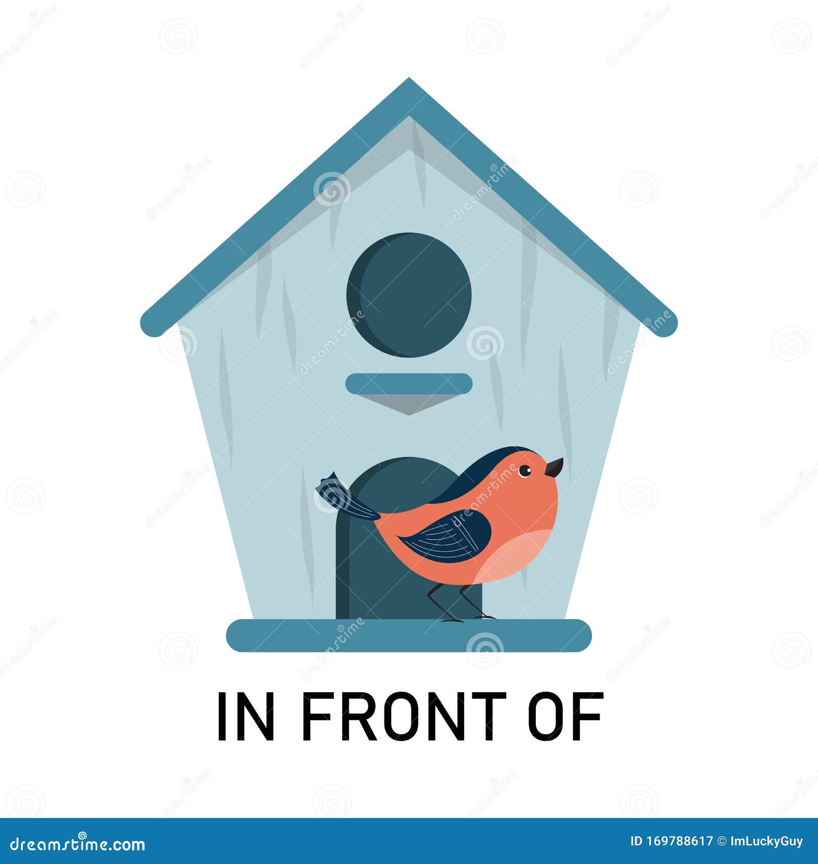 Bird and Birdhouse, Learning Preposition Vector Isolated. Stock Vector ...