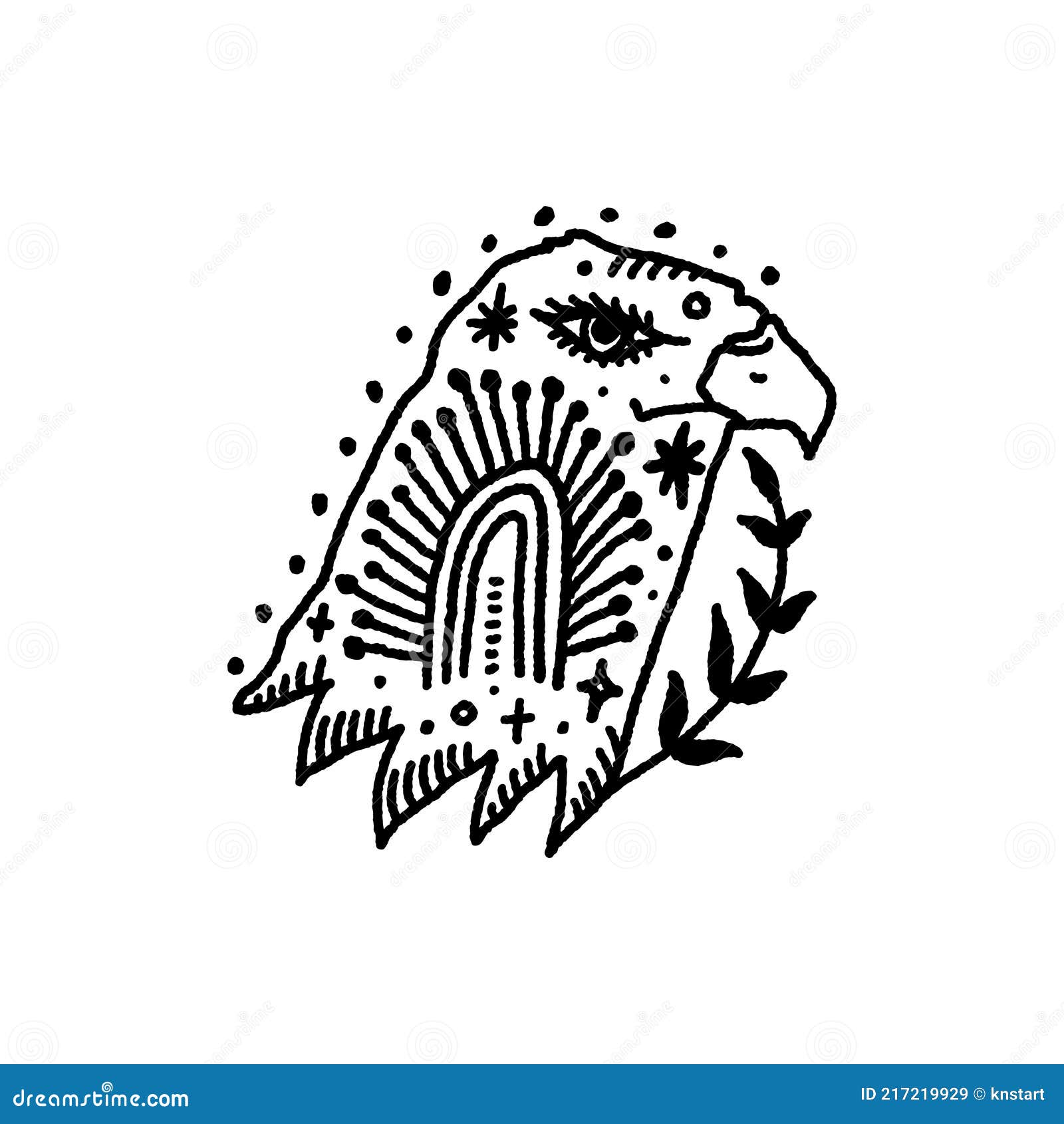 Bird Boho Eagle Head Magical Vintage Distressed Art Symbol or Label ...