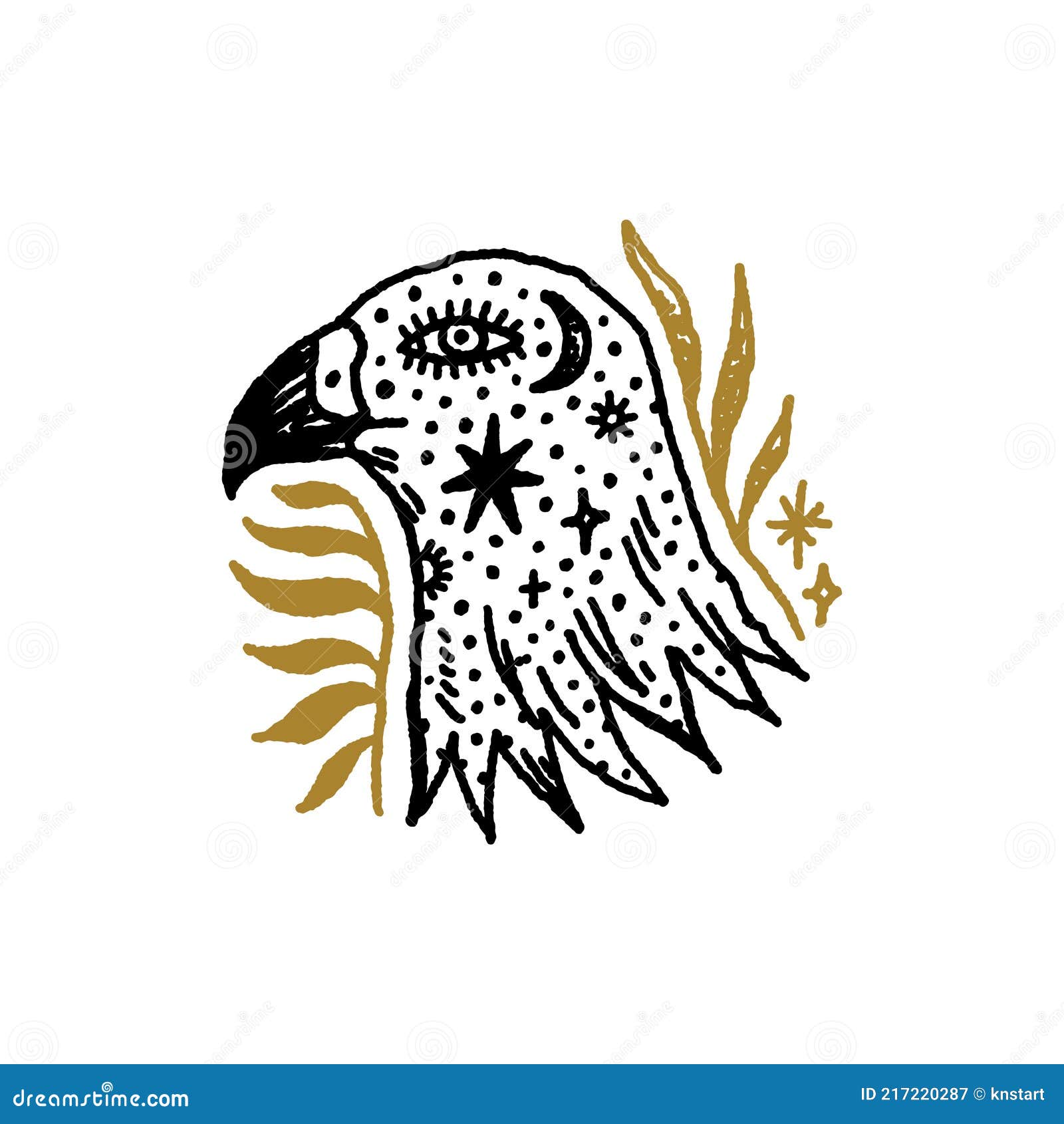 Bird Boho Eagle Head Magical Vintage Distressed Art Symbol or Label ...