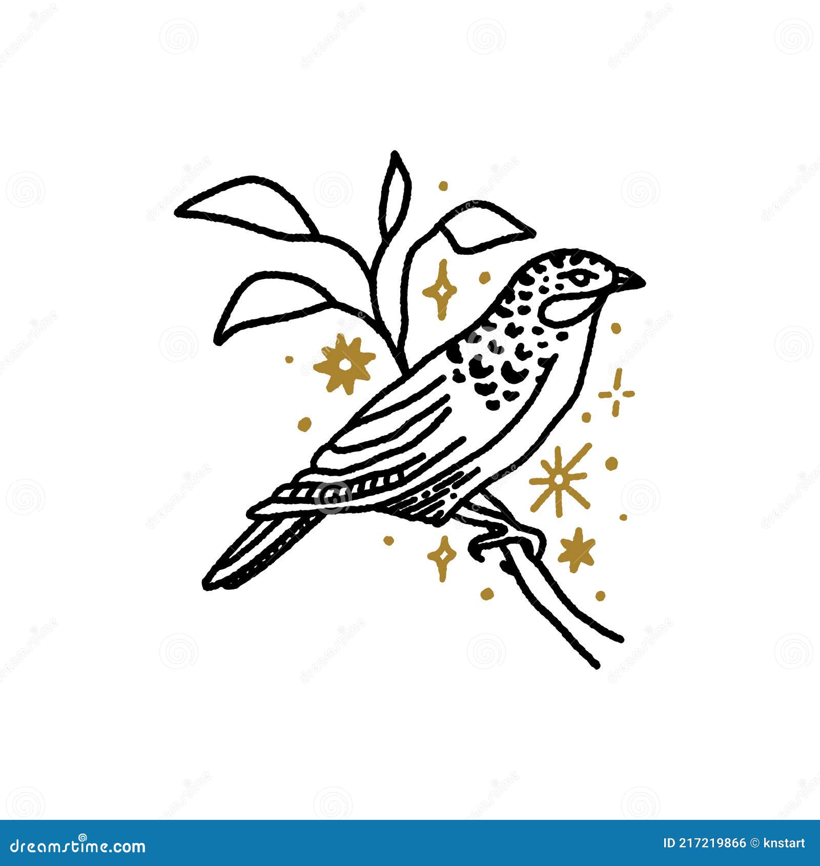 Bird Boho Magical Vintage Distressed Art Symbol or Label Stock Vector ...