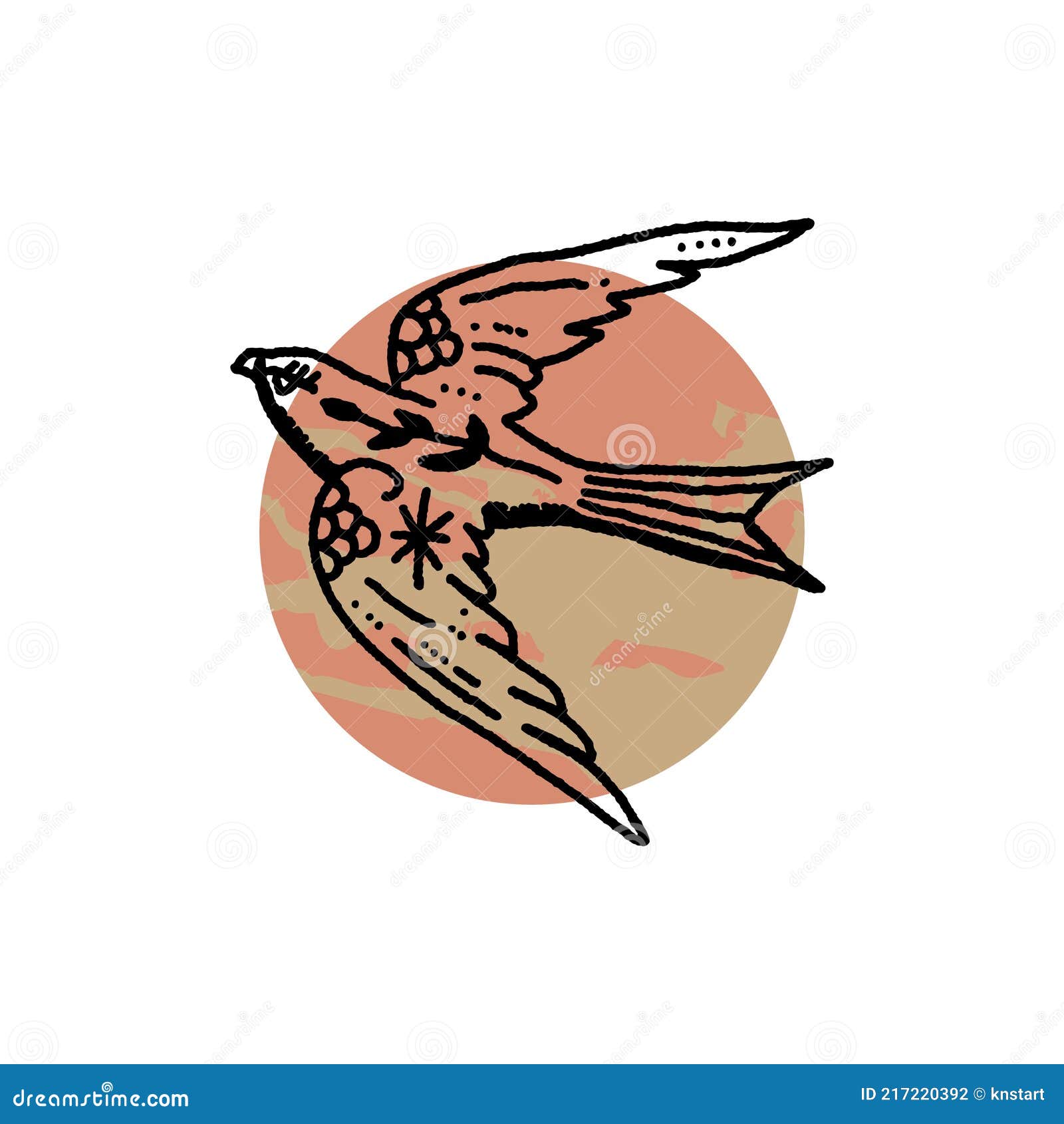 Bird Boho Magical Vintage Distressed Art Symbol or Label Stock Vector ...