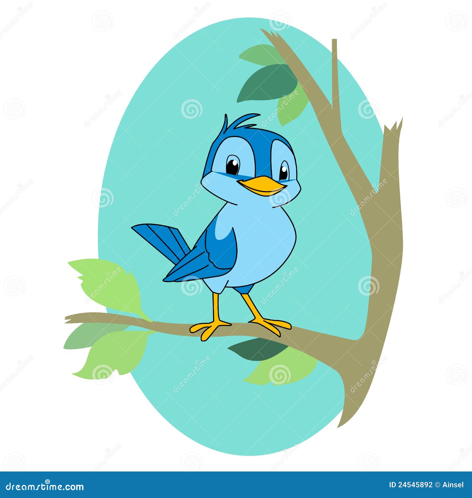 Bird on a branch stock vector. Illustration of baby, bluebird - 24545892
