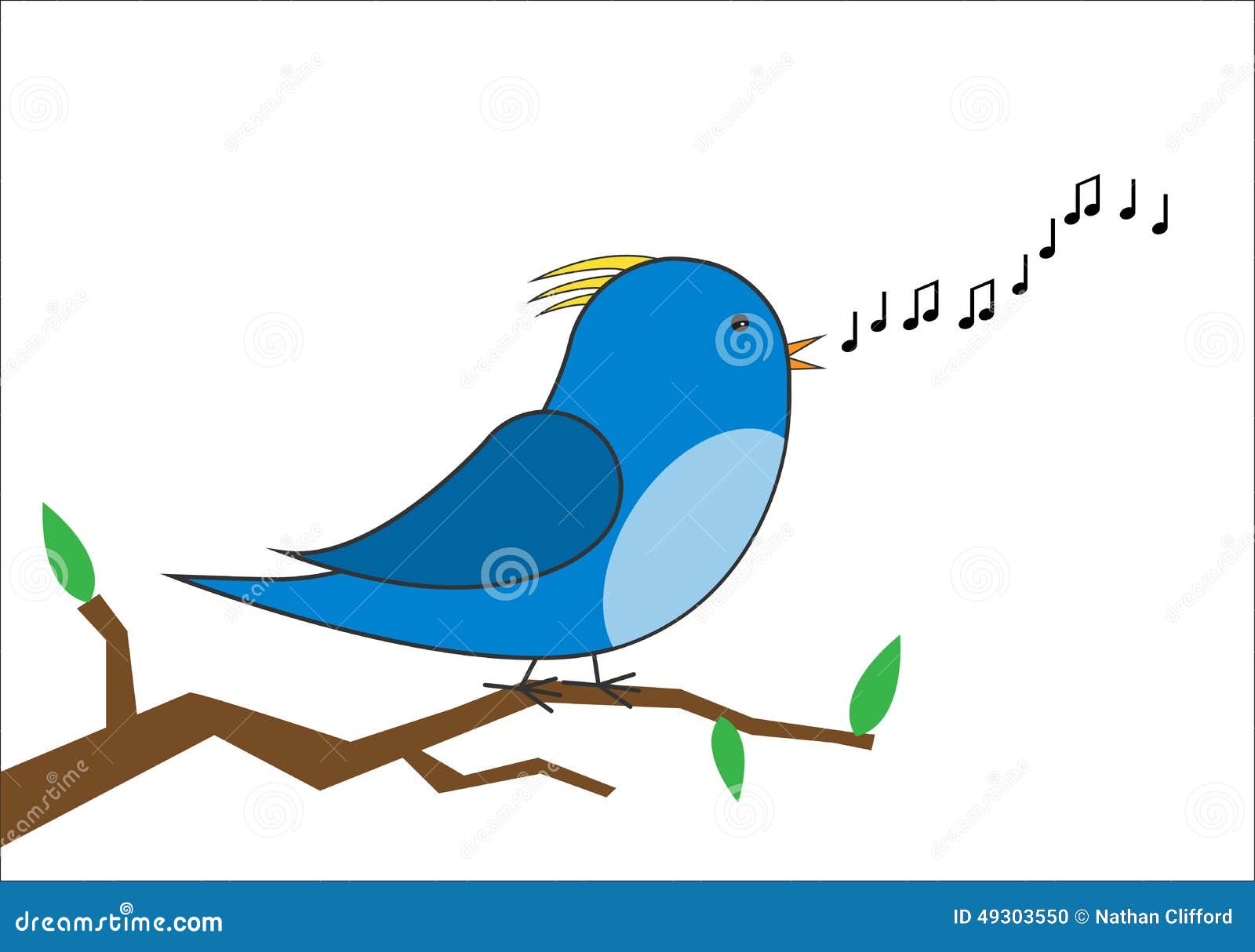 Bird on a Branch Singing Vector Stock Vector - Illustration of lineart ...