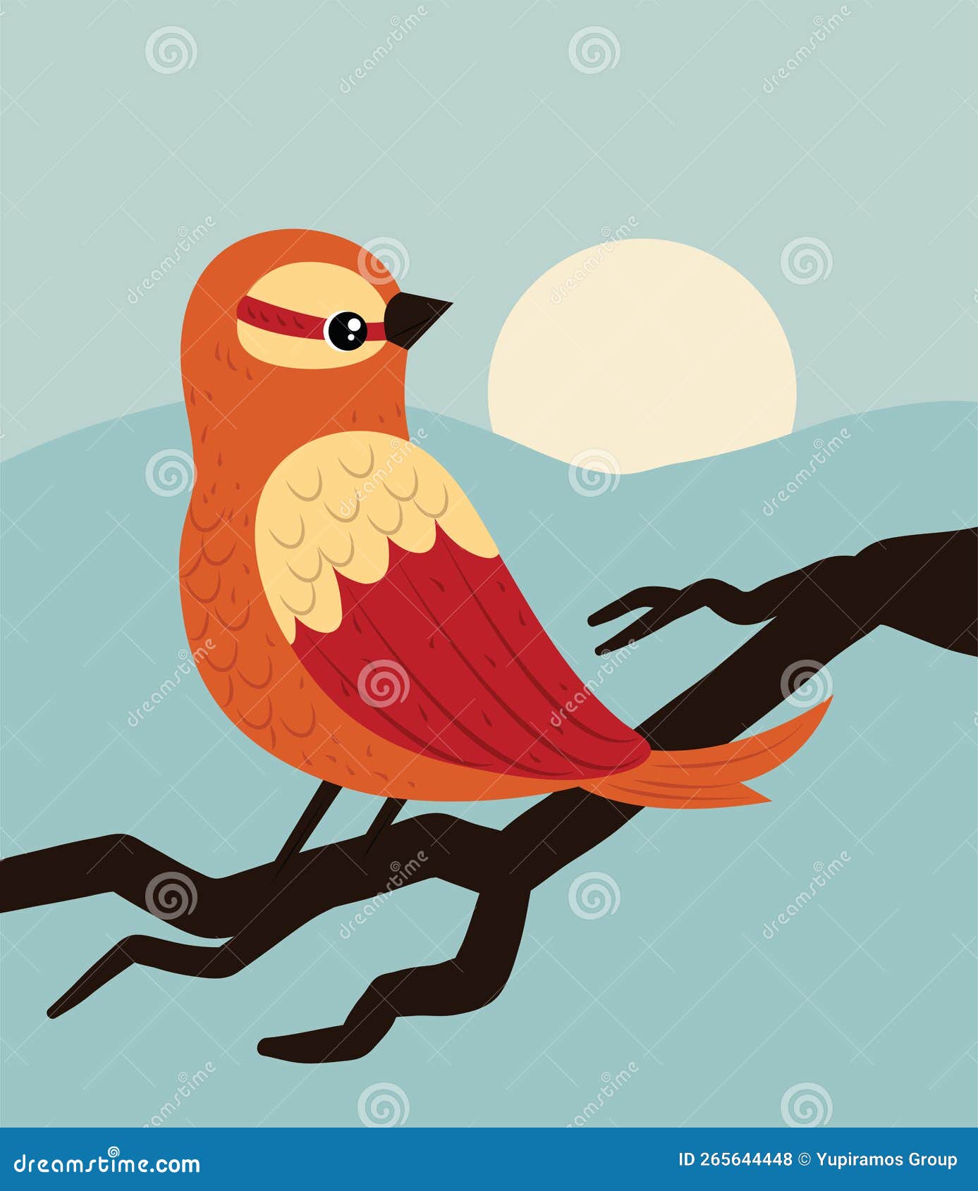 Bird on branch tree stock vector. Illustration of wildlife - 265644448