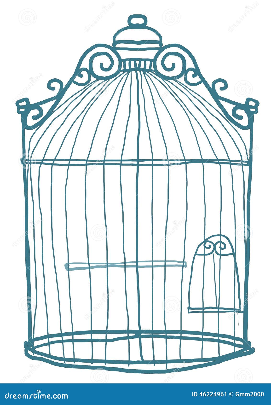 Bird Cage art cute stock illustration. Illustration of vintage - 46224961