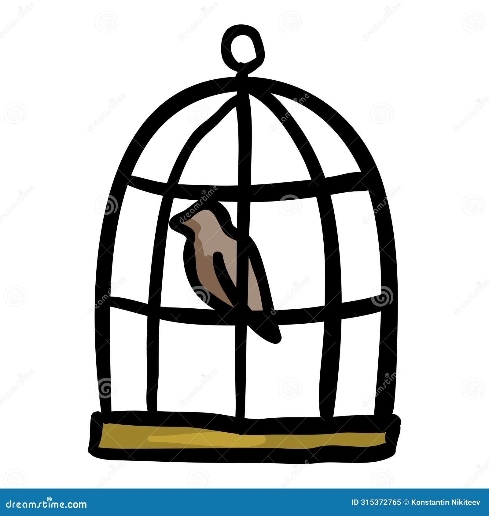Bird in Cage - Hand Drawn Doodle Icon Stock Vector - Illustration of ...
