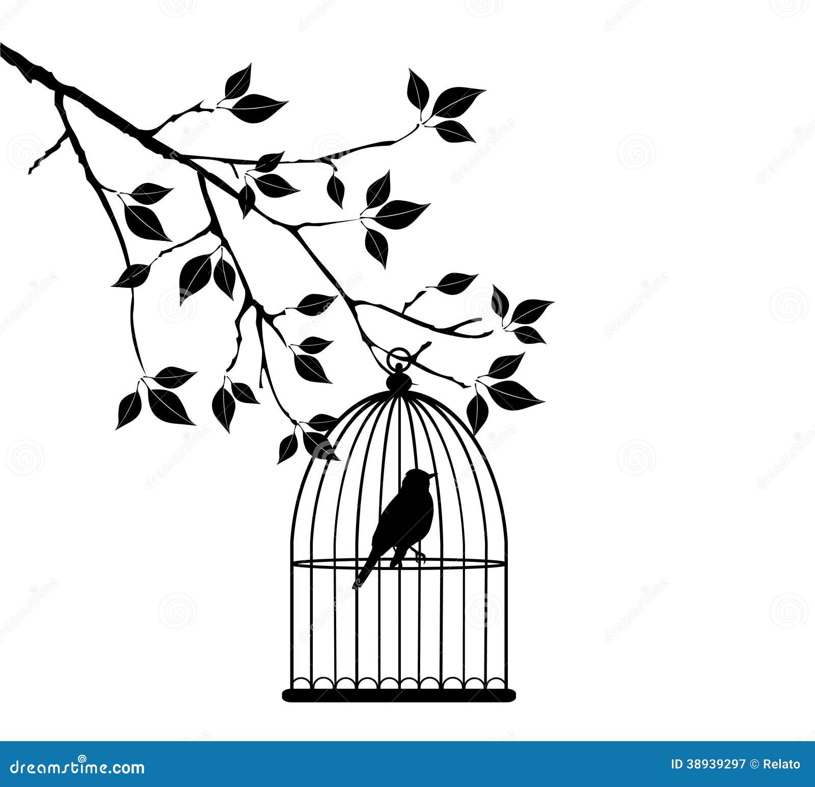 Bird Cage stock vector. Illustration of tree, drawing - 38939297