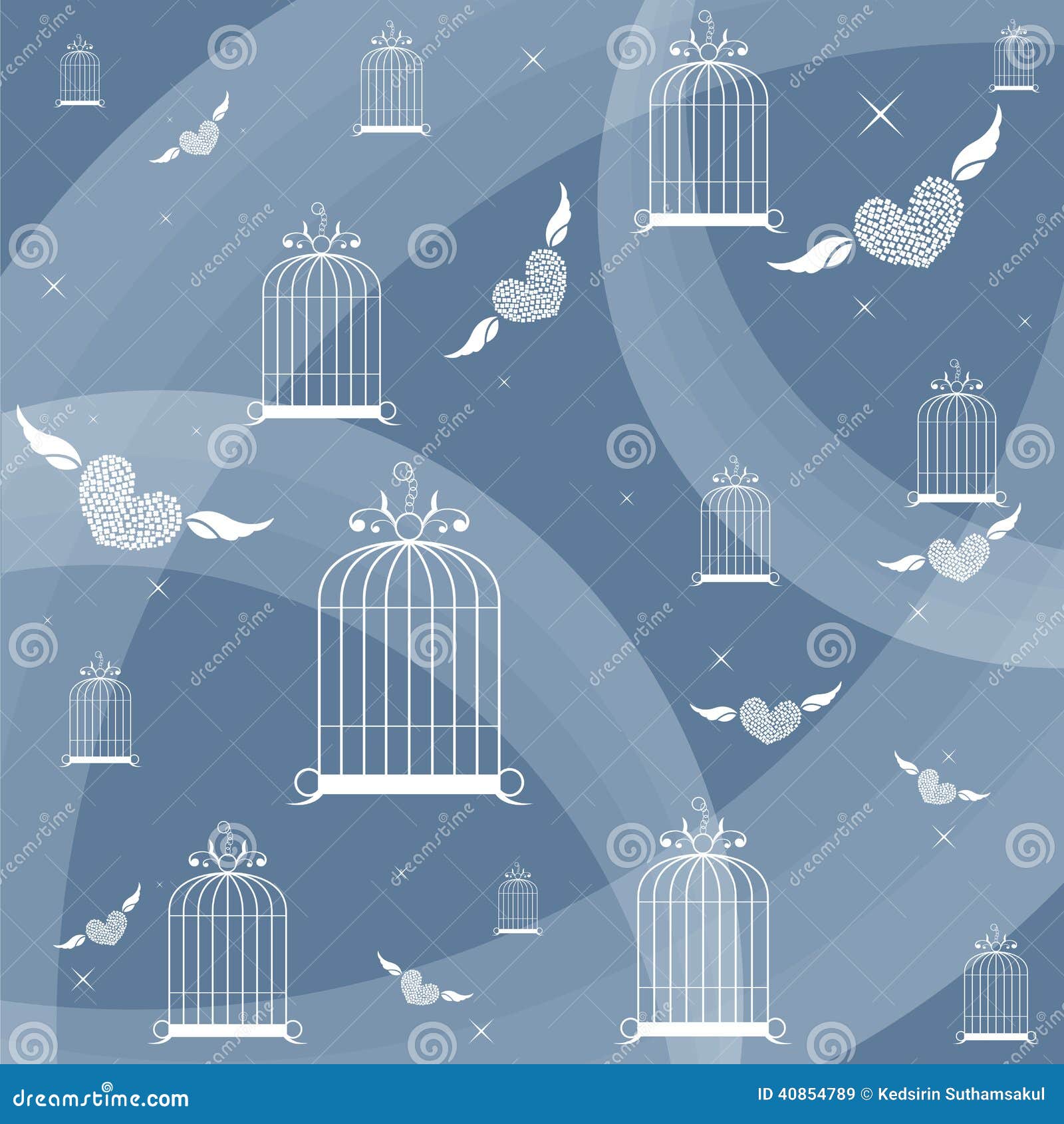 Bird Cages on the Blue Background Stock Vector - Illustration of cage ...