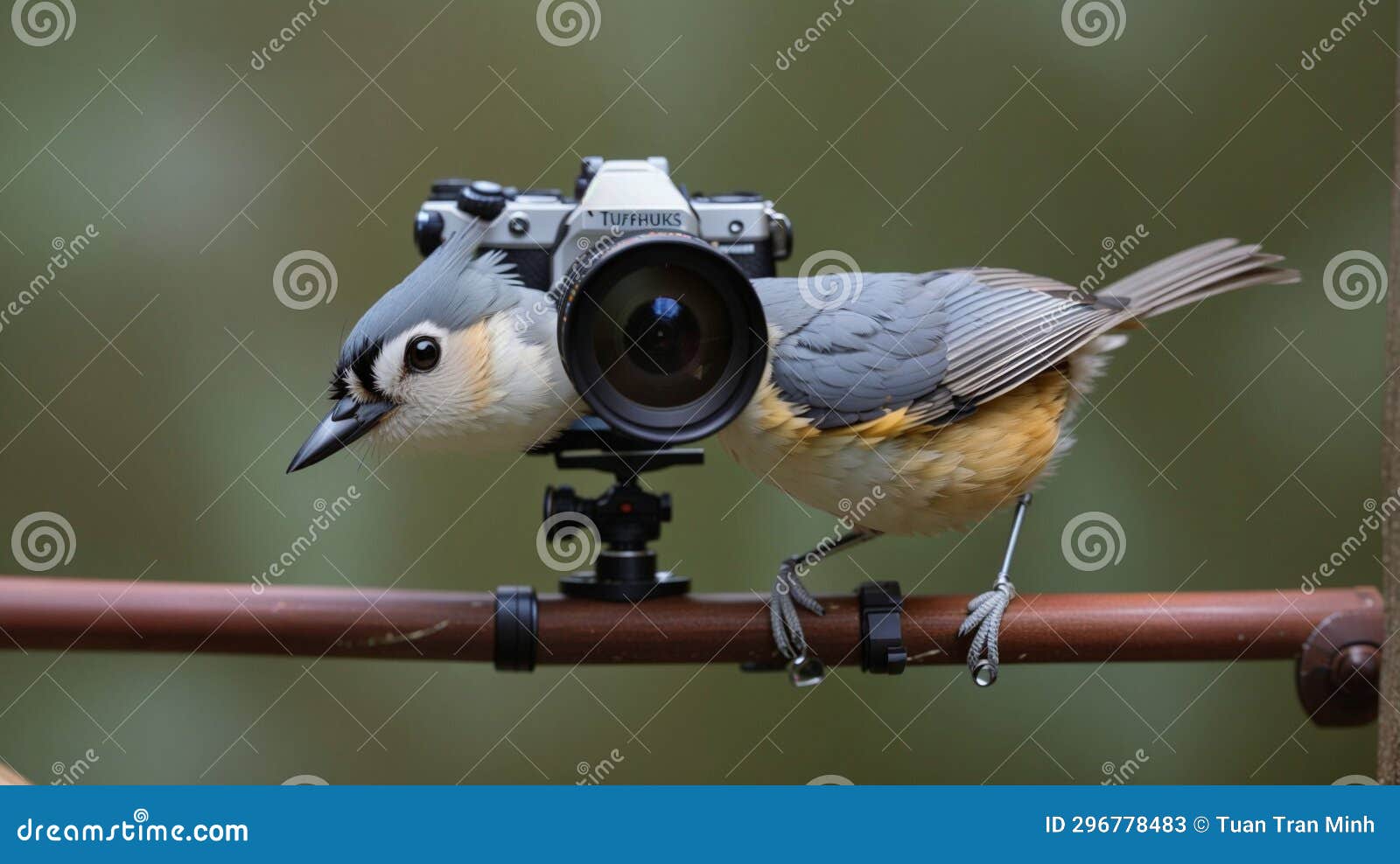 Bird on a Camera stock illustration. Illustration of blue - 296778483