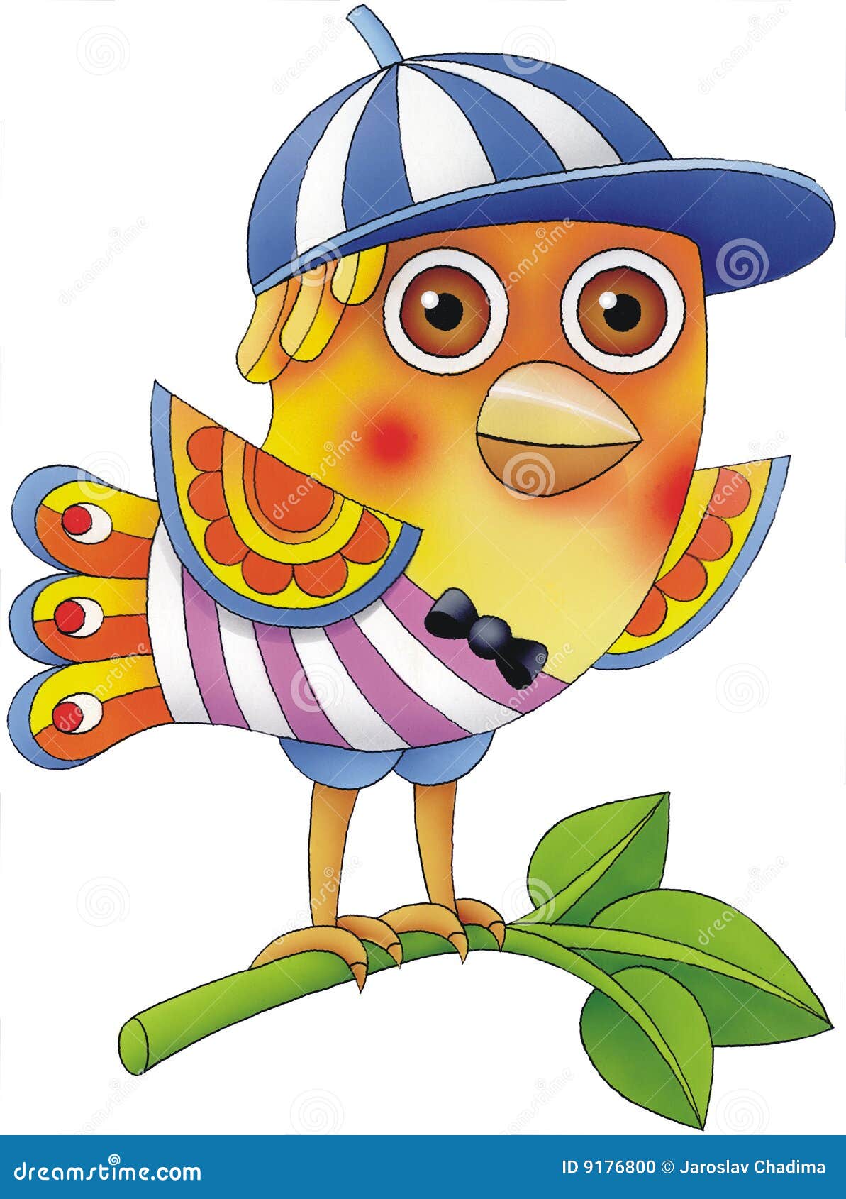 Bird with cap stock illustration. Illustration of childish - 9176800