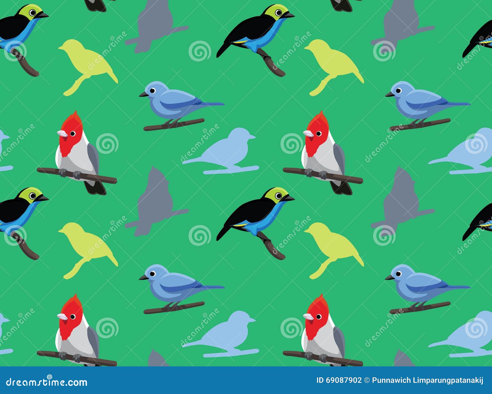 Paradise Tanager Bird Line Art Icon Cartoon Vector | CartoonDealer.com ...