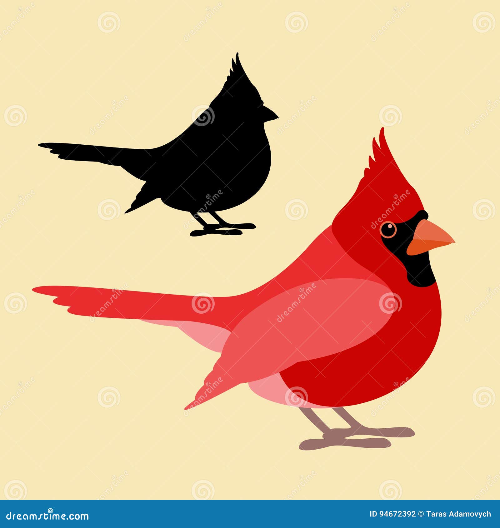 Bird Cardinal Vector Illustration Style Flat Side Stock Vector ...