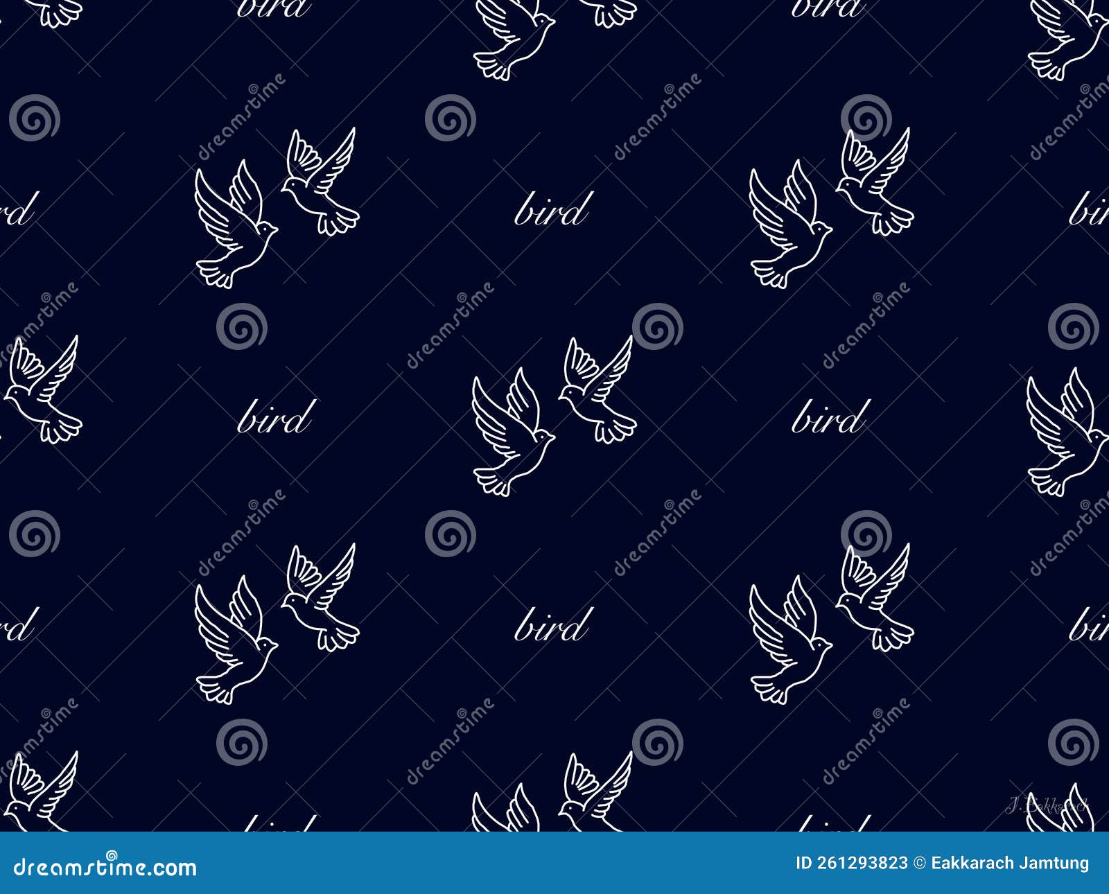 Bird Seamless Pattern on Blue Background Stock Vector - Illustration of ...