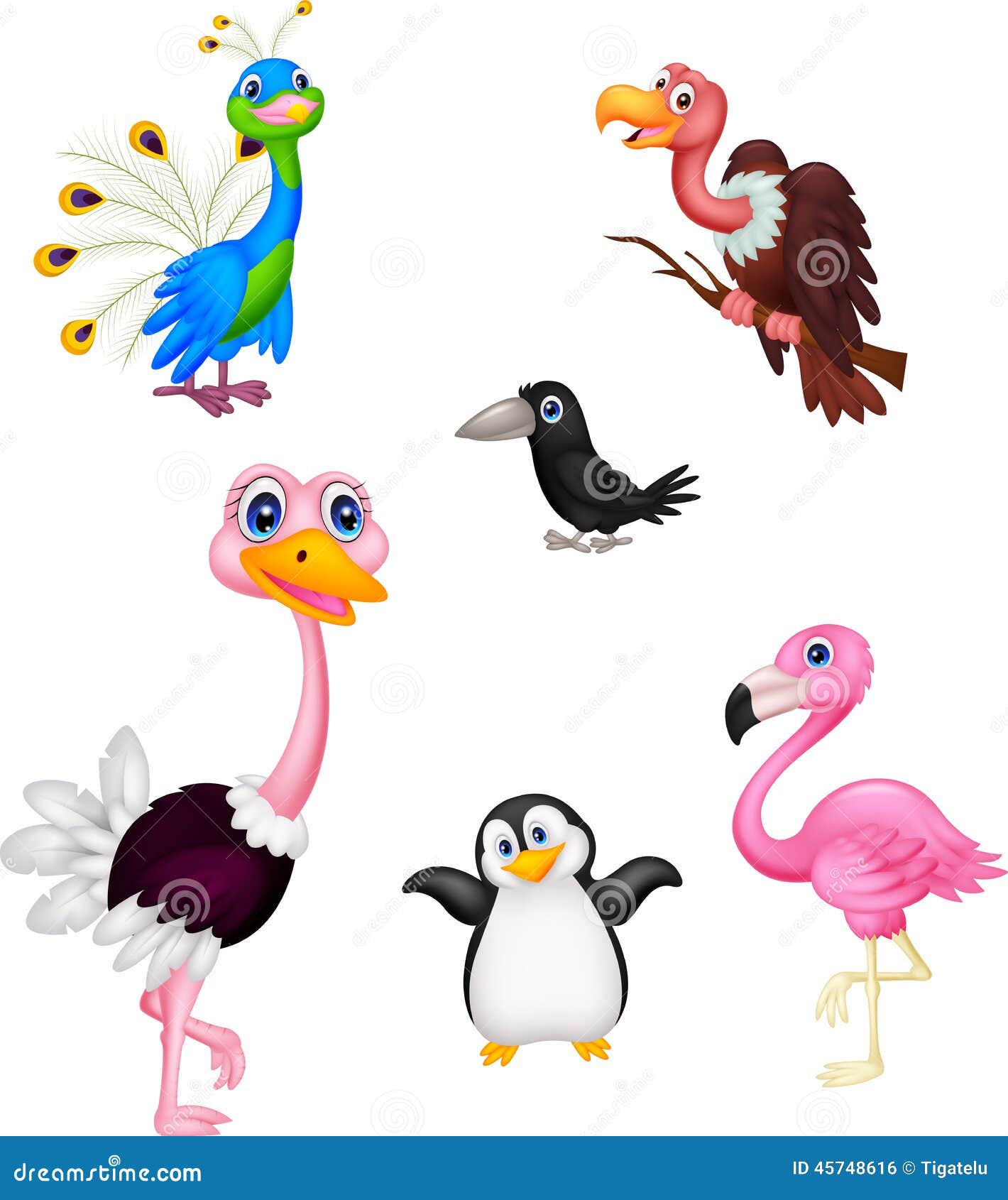 Bird cartoon collection stock vector. Illustration of happy - 45748616