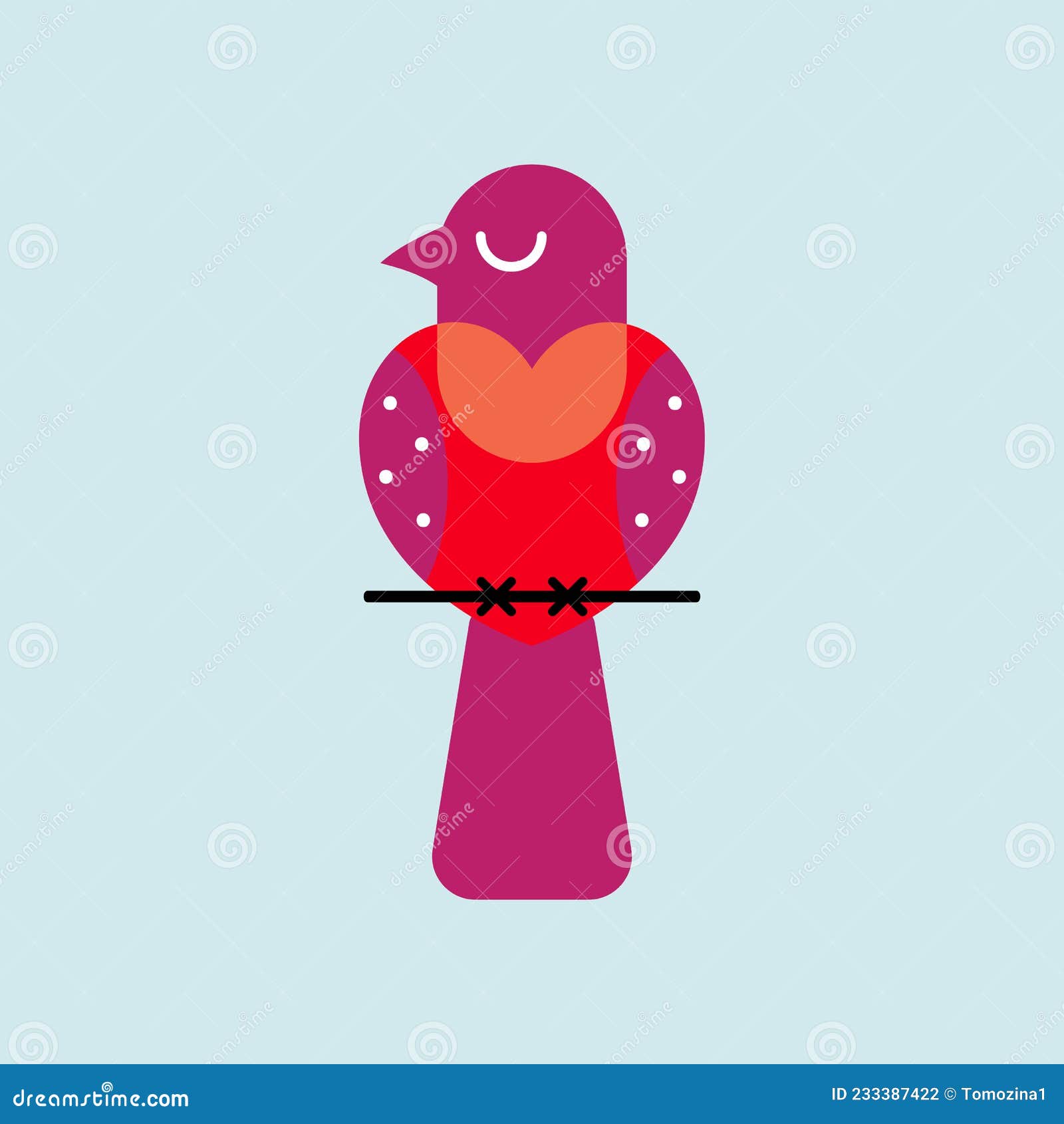 Bird in Cartoon Geometric Style. Flat Illustration Stock Vector ...