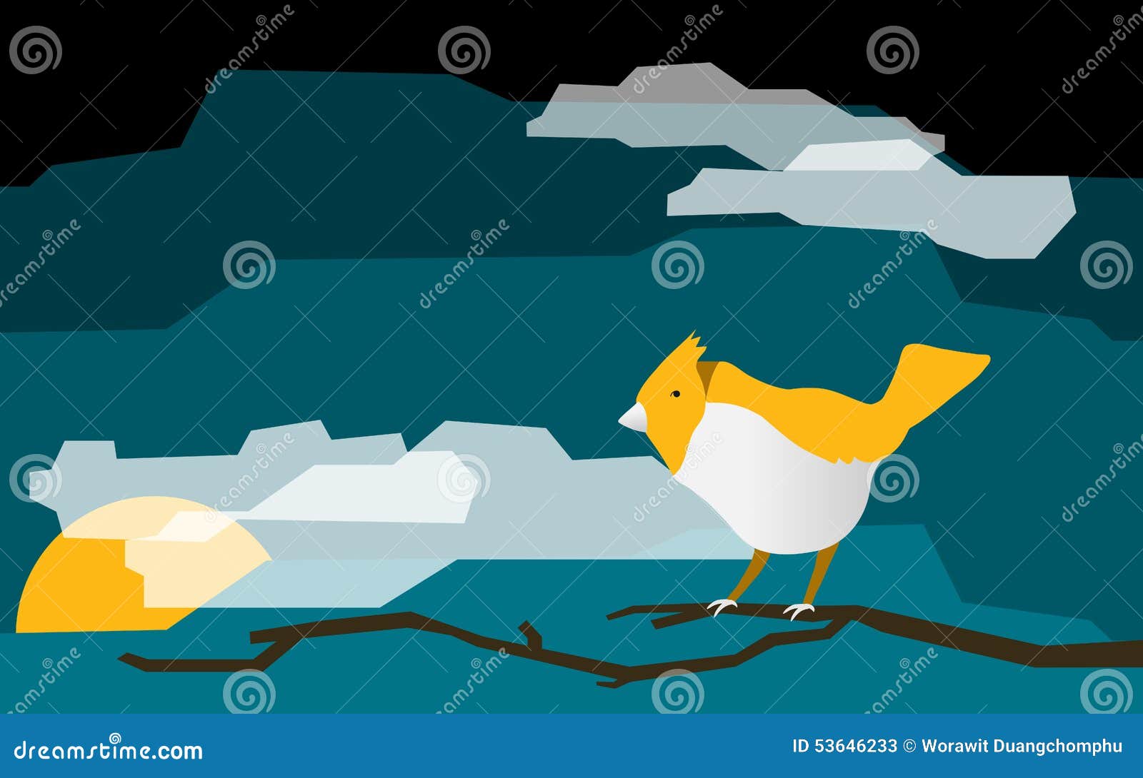 Bird Cartoon with Textbox stock illustration. Illustration of ...