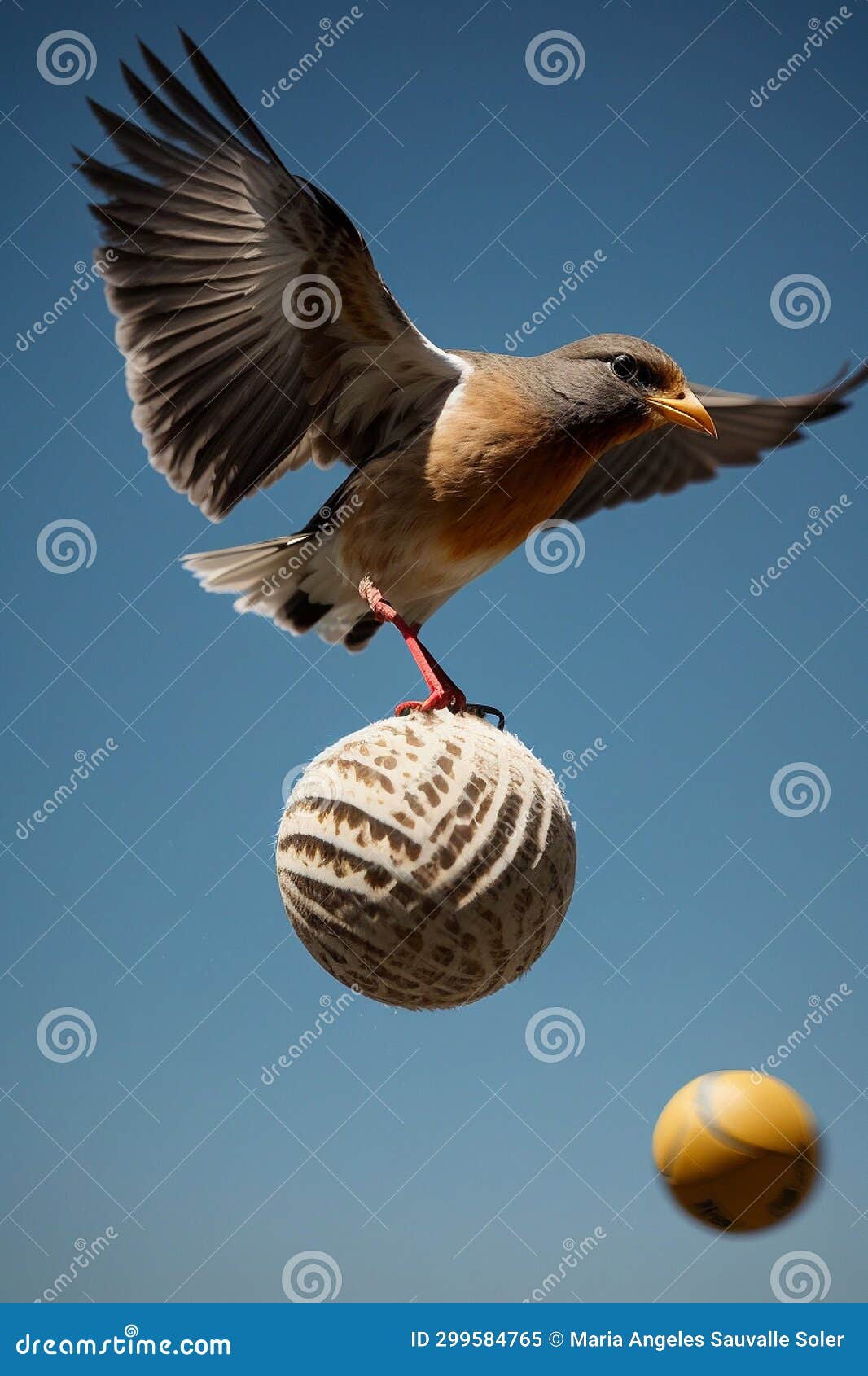 Bird Catching a Ball in Flight Stock Illustration - Illustration of ...