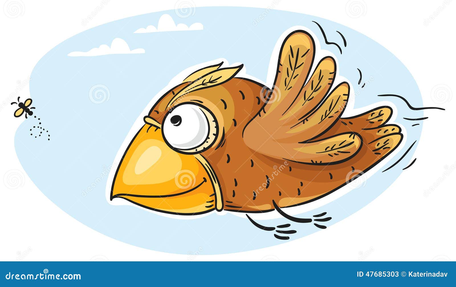 Bird catching fly stock vector. Illustration of brown - 47685303