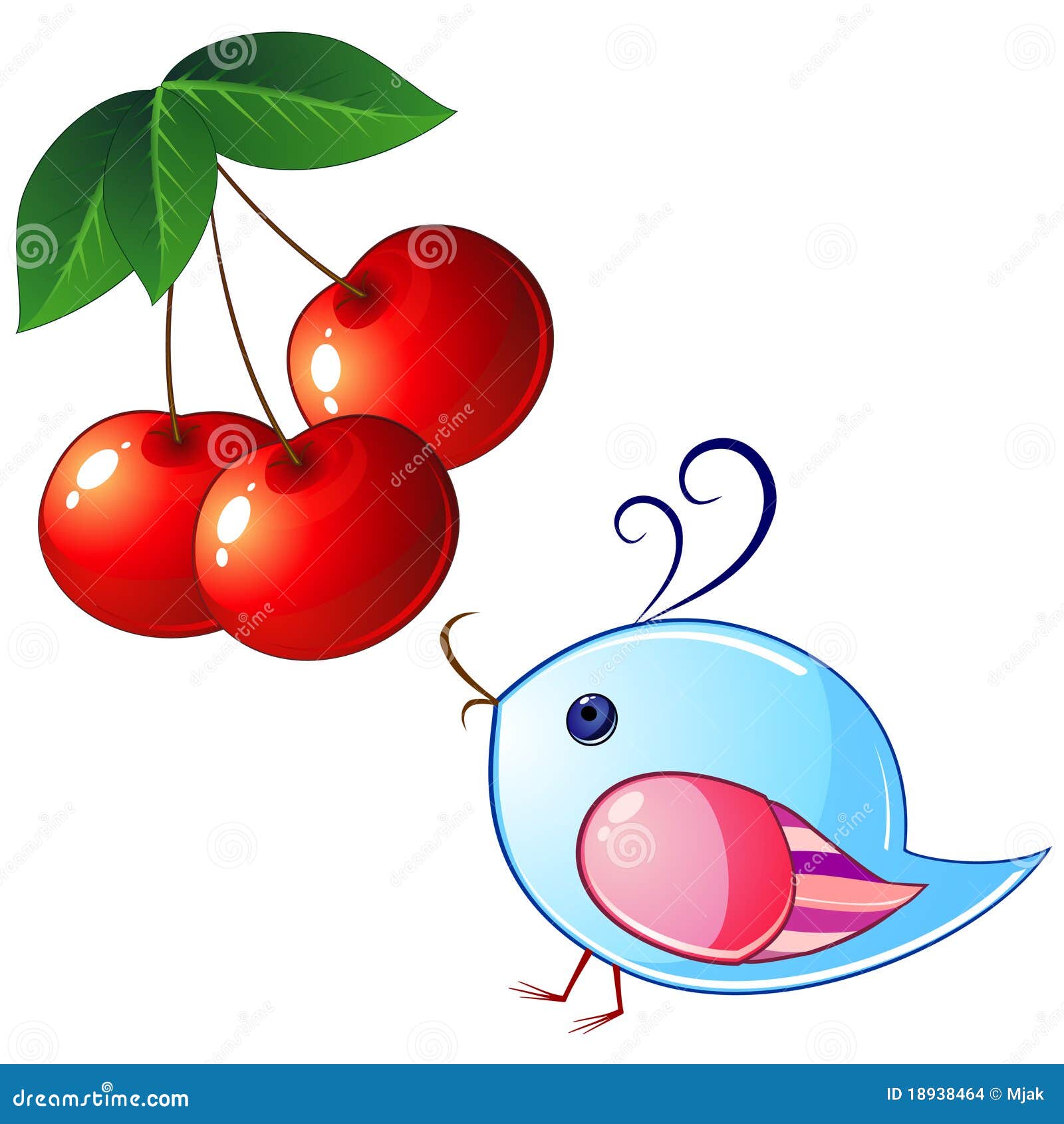 Bird and cherry stock vector. Illustration of food, cute - 18938464